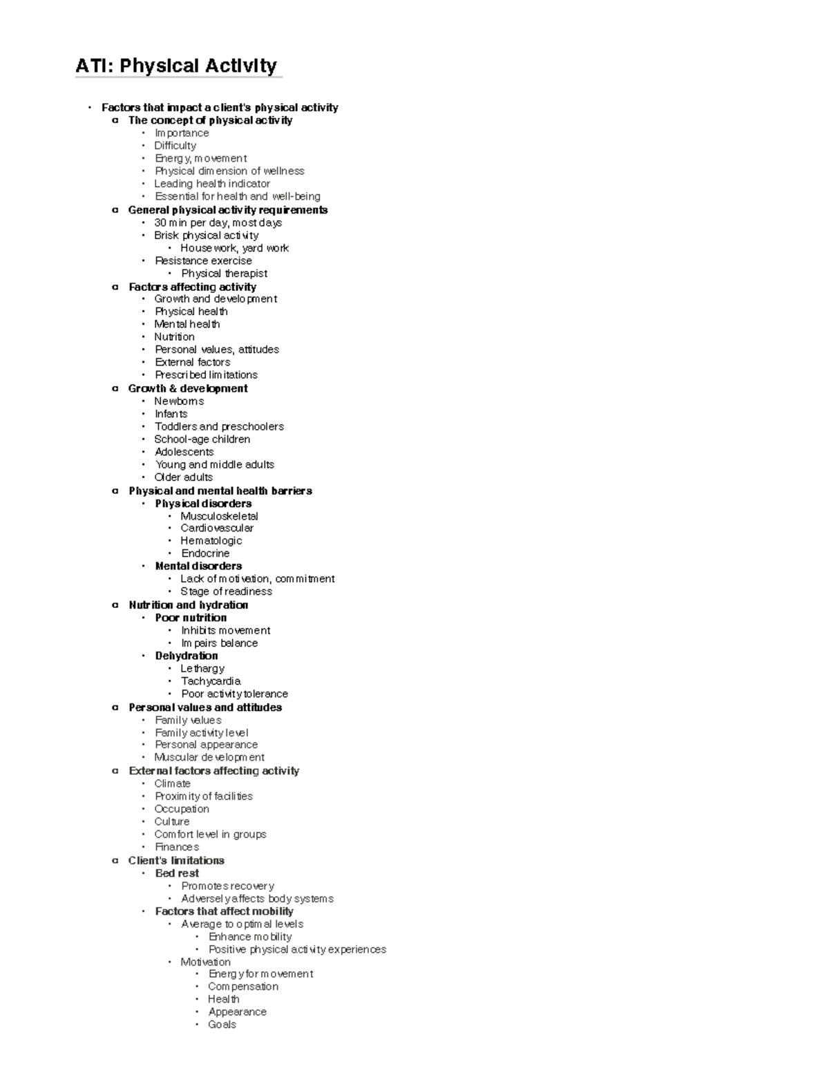 ATI physical activity - ATI wellness modules - ATI: Physical Activity ...