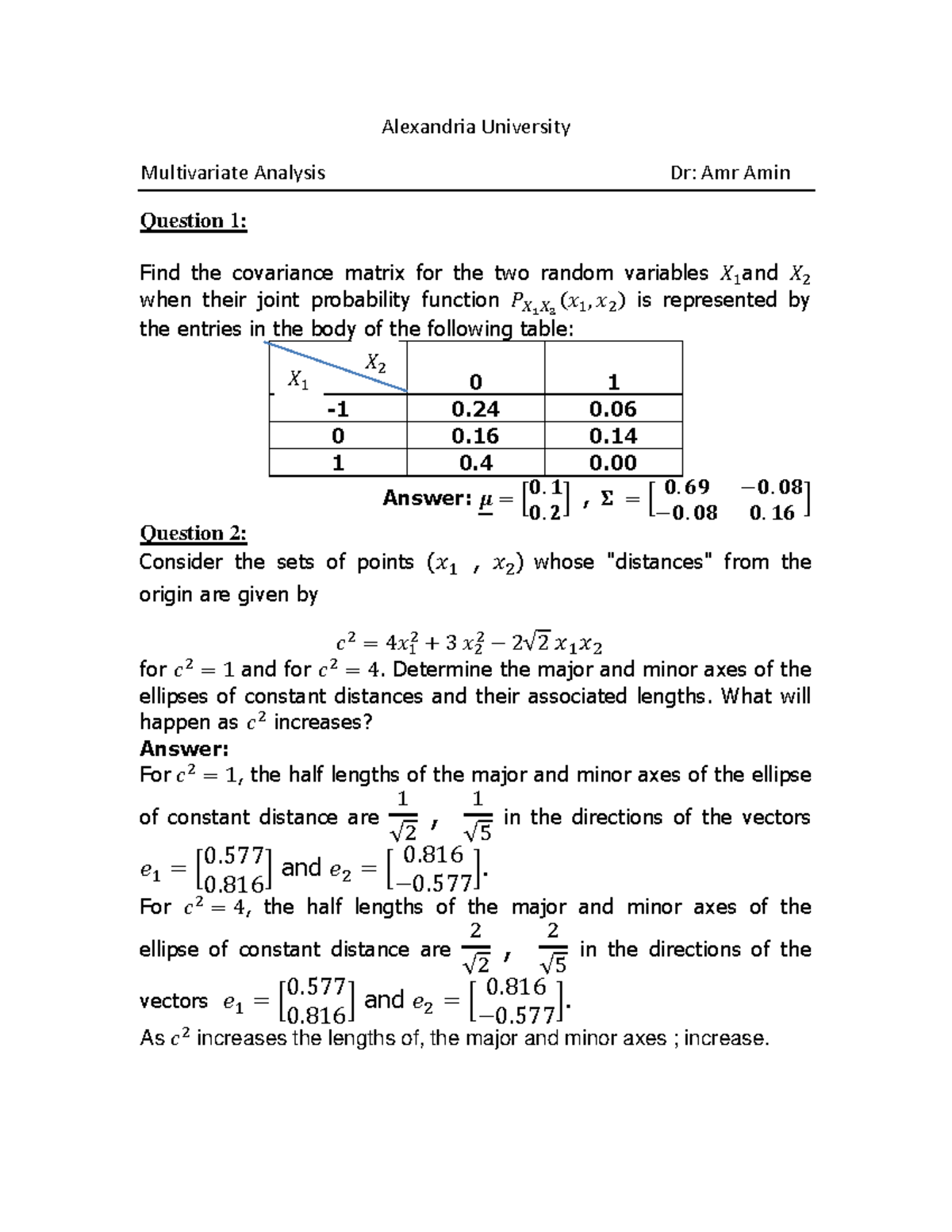 Dr Amr Amin Sheet Multivariate - Alexandria University Multivariate ...
