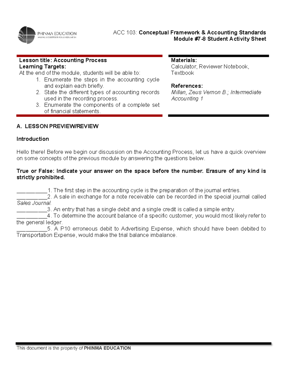 ACC 103 DAY 7-8 SAS - This will serve as notes to students who needs to ...
