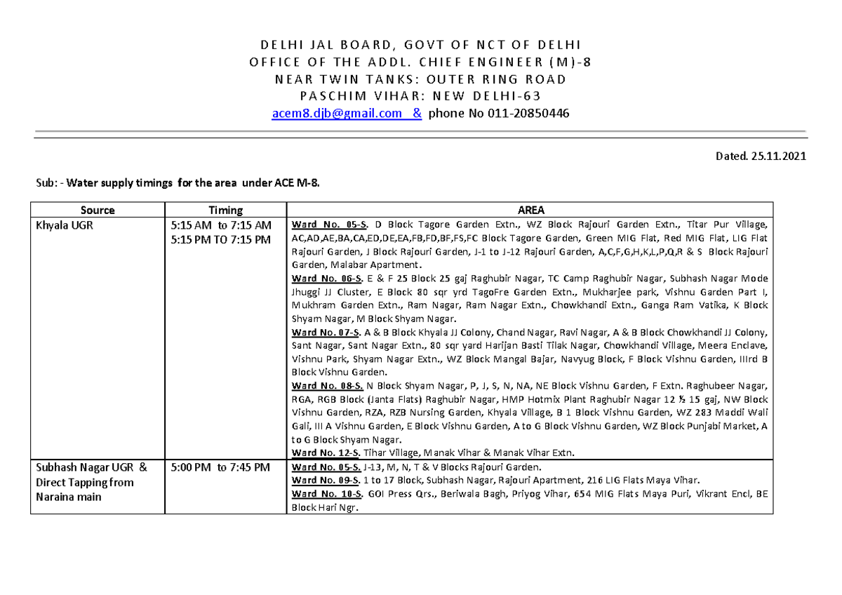 Ace m 8 0 - D E L H I J A L B O A R D , G O V T O F N C T O F D E L H IO F F I C E O F T H E A D ...