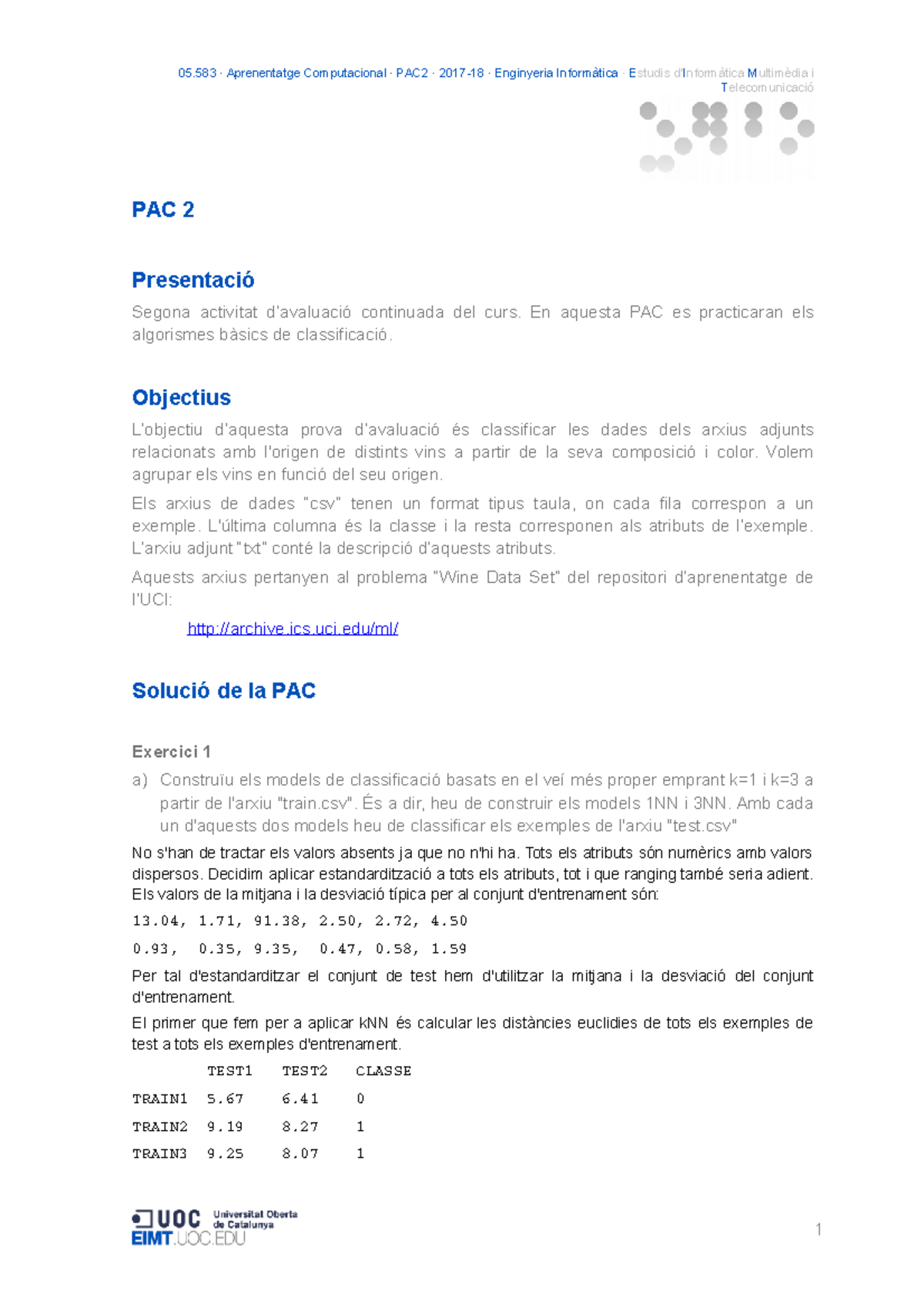 PAC2 AC Feb18 Sol - Telecomunicació PAC 2 Presentació Segona activitat d’avaluació continuada ...