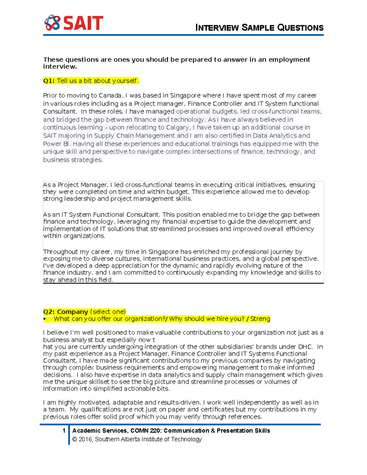 Interview sample questions - These questions are ones you should be ...