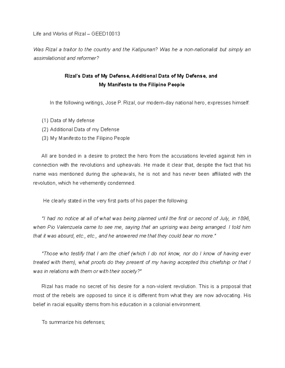 9s Hf Pr Emys 2C - Lecture Notes - Life and Works of Rizal – GEED Was ...