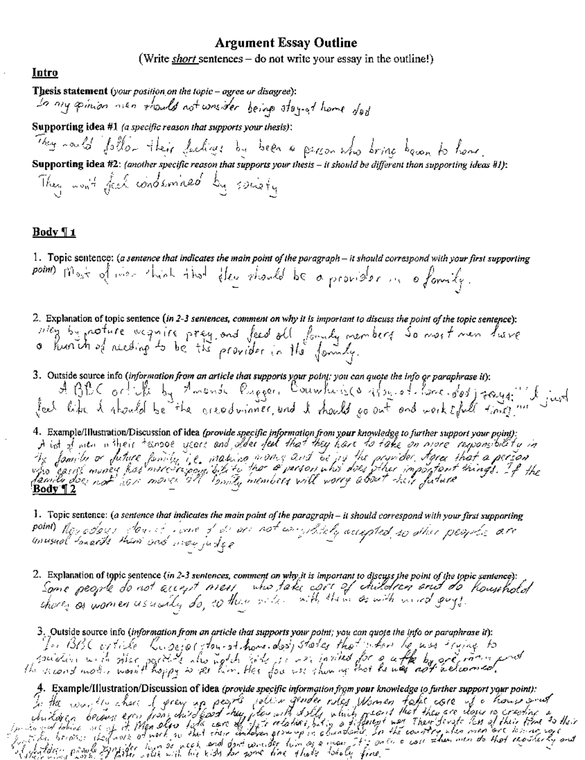 04072024 Argument Essay Outline (Write short sentences -do not w - Studocu