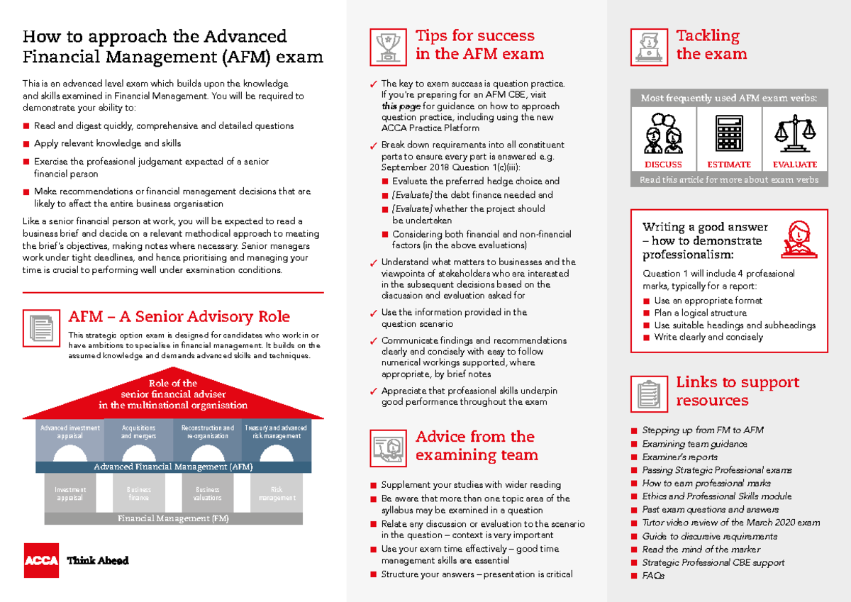 AFM Exam Essentials 21 22 - How to approach the Advanced Financial ...