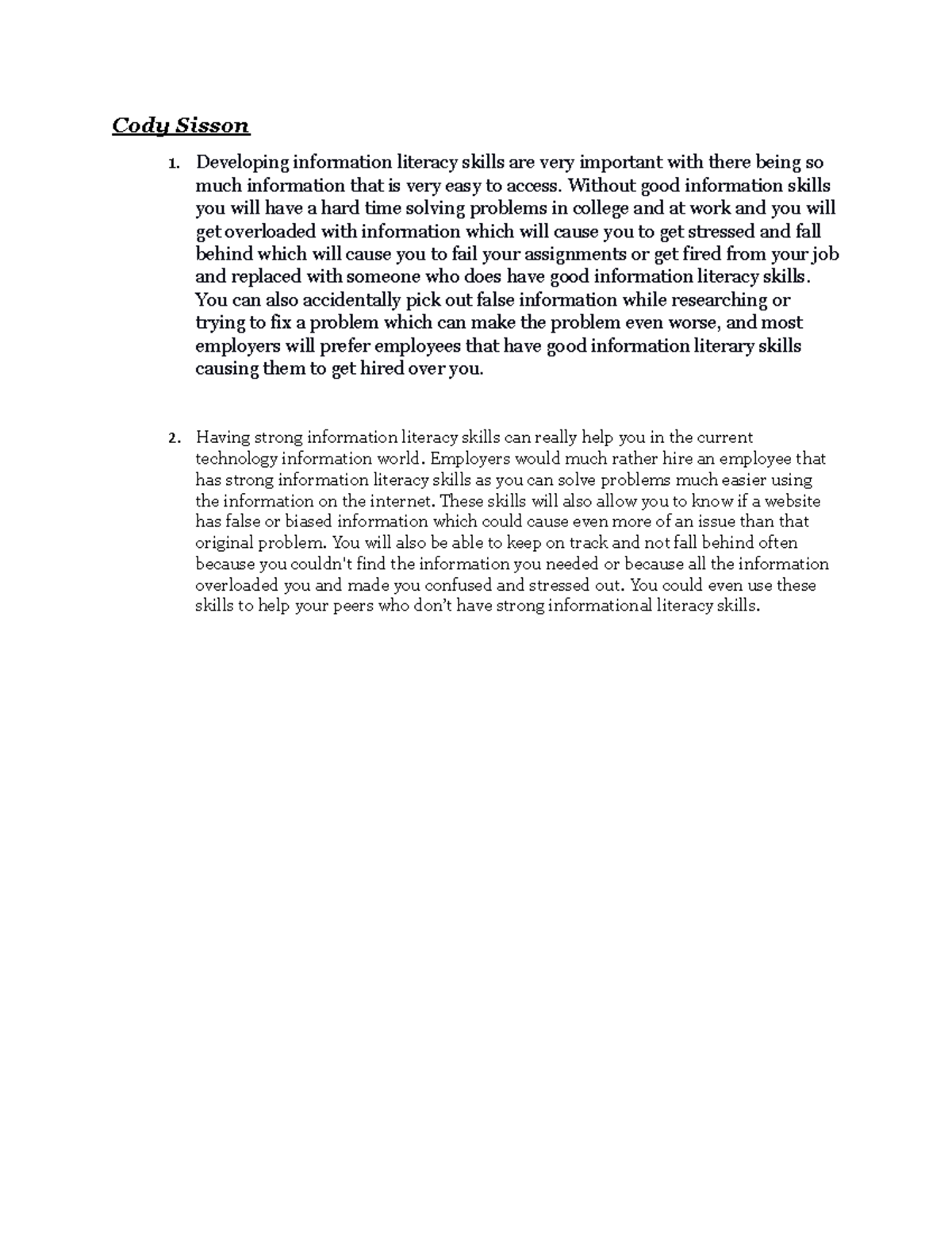 1-3 Information Literacy in Your Life - Cody Sisson Developing ...