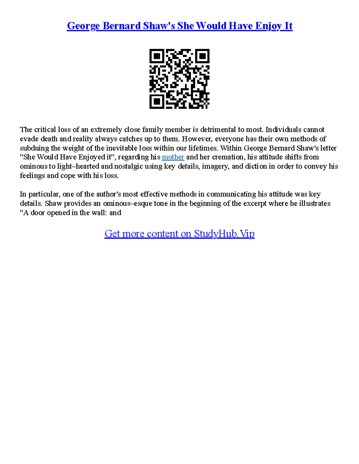 George Bernard Shaw Essays - George Bernard Shaw's She Would Have Enjoy ...