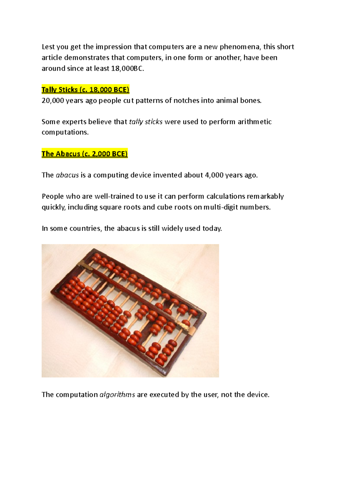 3. Tally Sticks and the Abacus - Lest you get the impression that ...