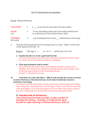 CIS-277 - Data Structures and Algorithms CoureWork Project Material ...
