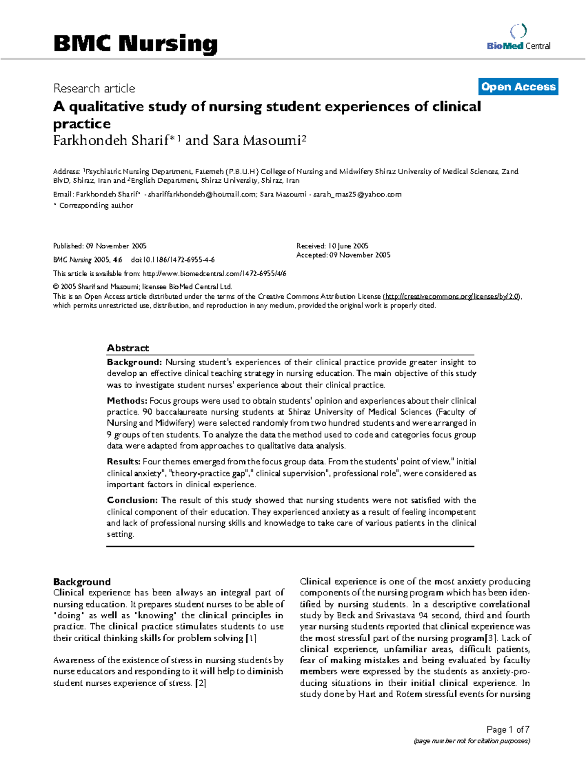 Sample 2 article - BioMed Central Page 1 of 7 BMC Nursing Research ...