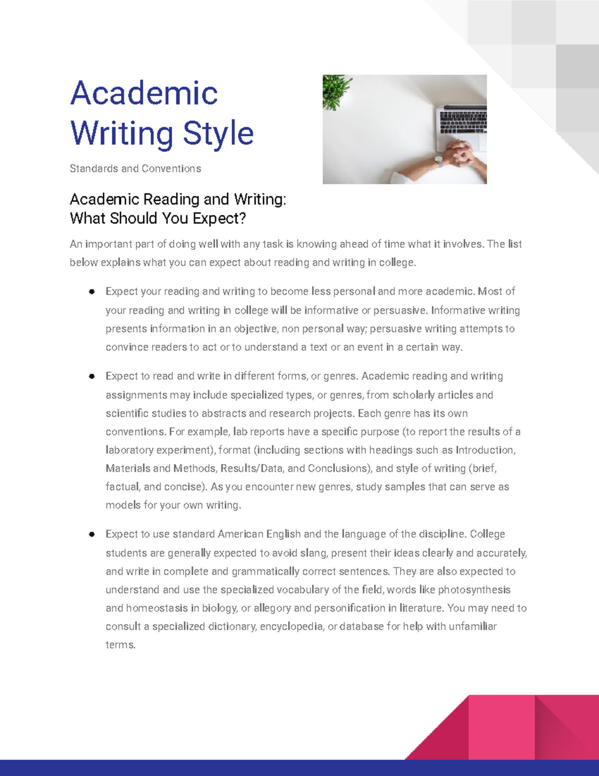 Academic Writing Style - Academic Writing Style Standards and ...