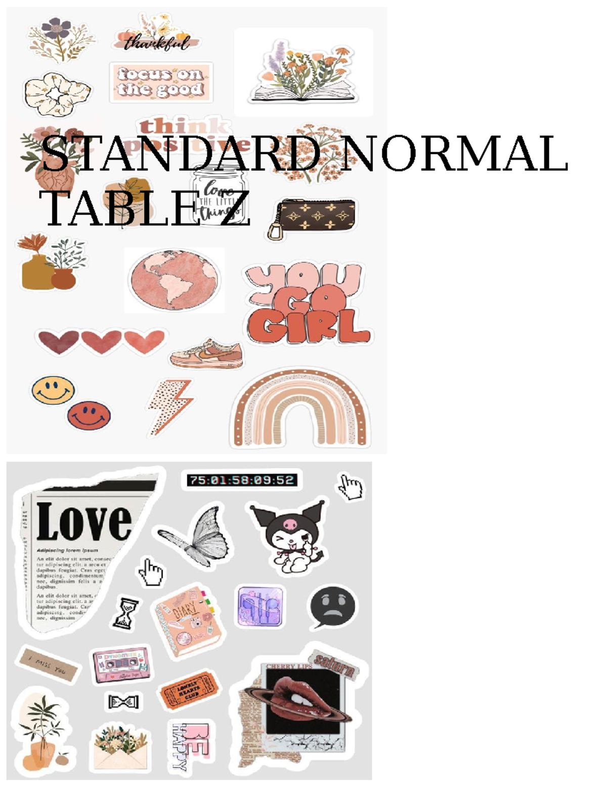 Table-Z - A reference for TABLE Z - Creative Writing - STANDARD NORMAL ...