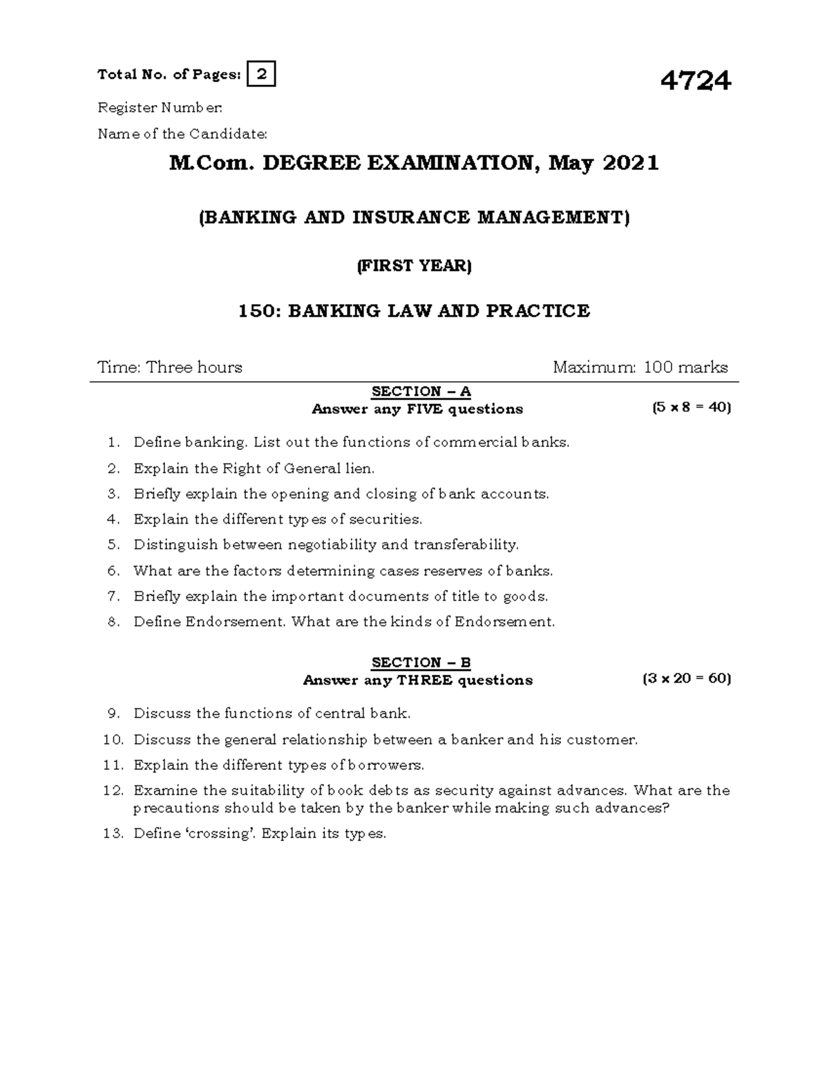 4724 - Note will be provided by Salman sir - Total No. of Pages: 2 4724 ...