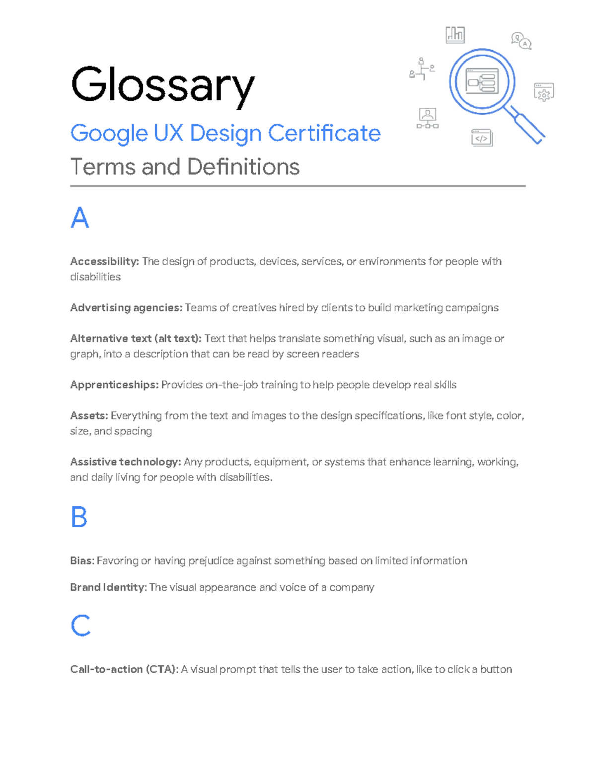 Course 1 Week 3 - Glossary - Glossary Google UX Design Certificate ...