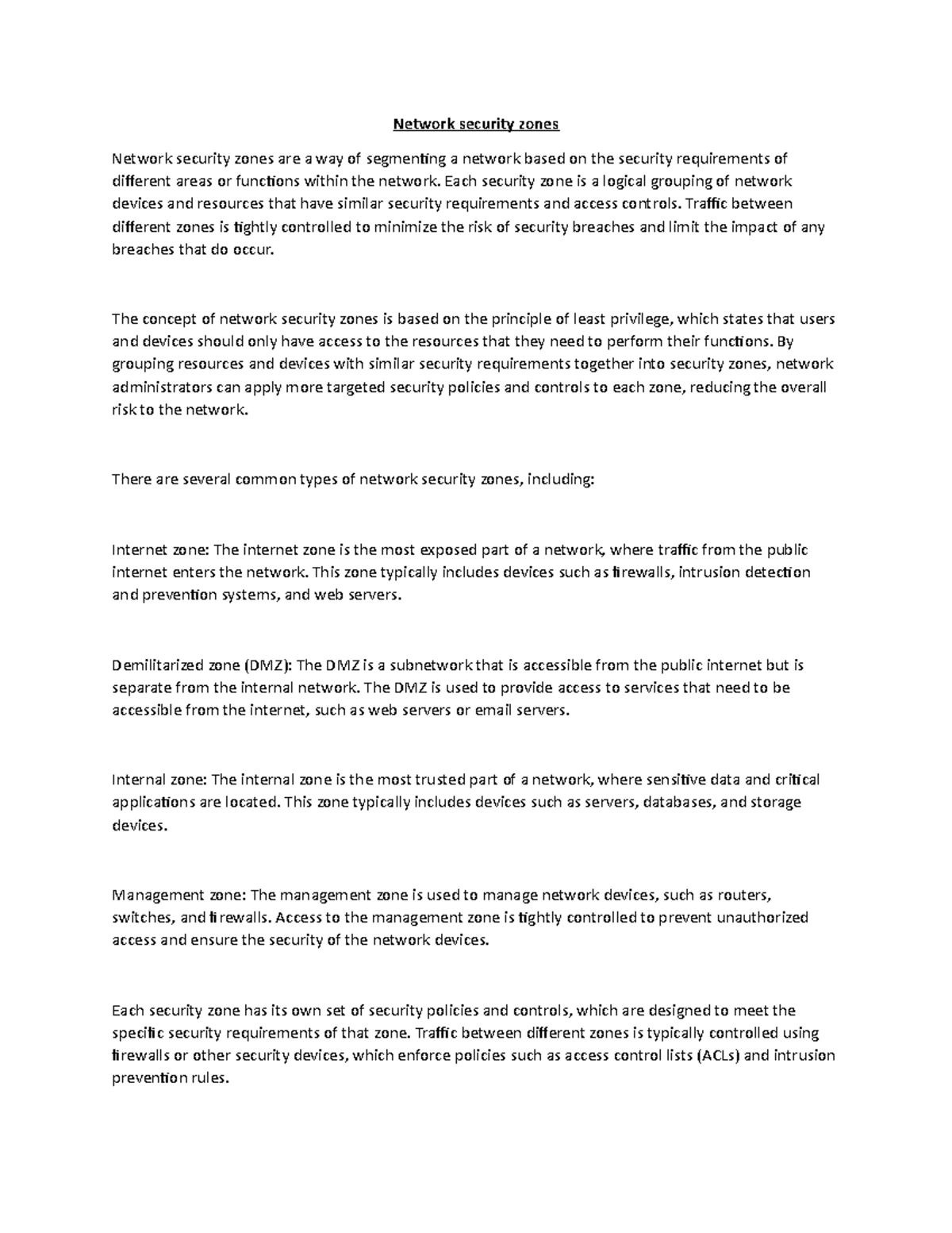 Network security zones - Network security zones Network security zones ...