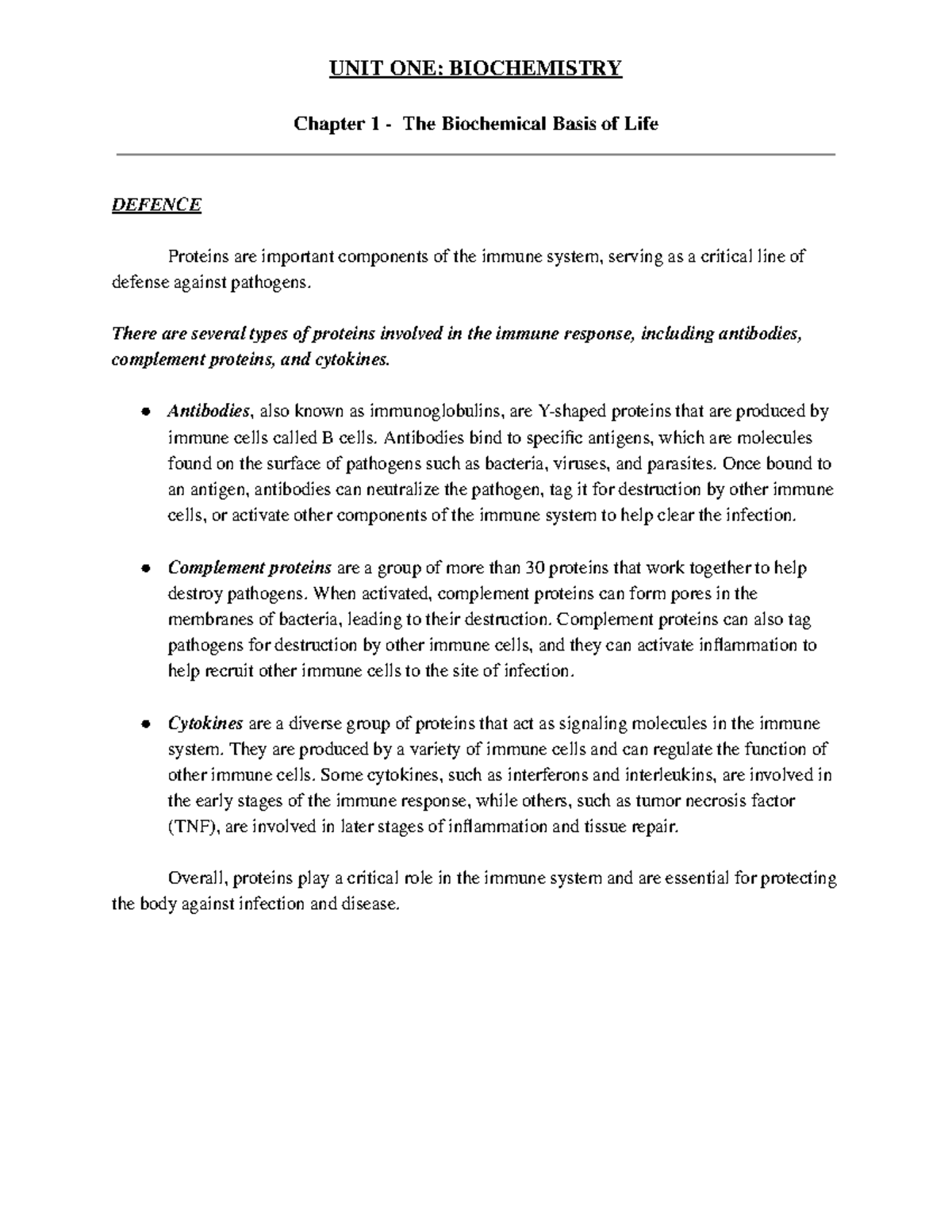 Biochemistry Chapter 1 Section 5 Pt 11 - UNIT ONE: BIOCHEMISTRY Chapter ...
