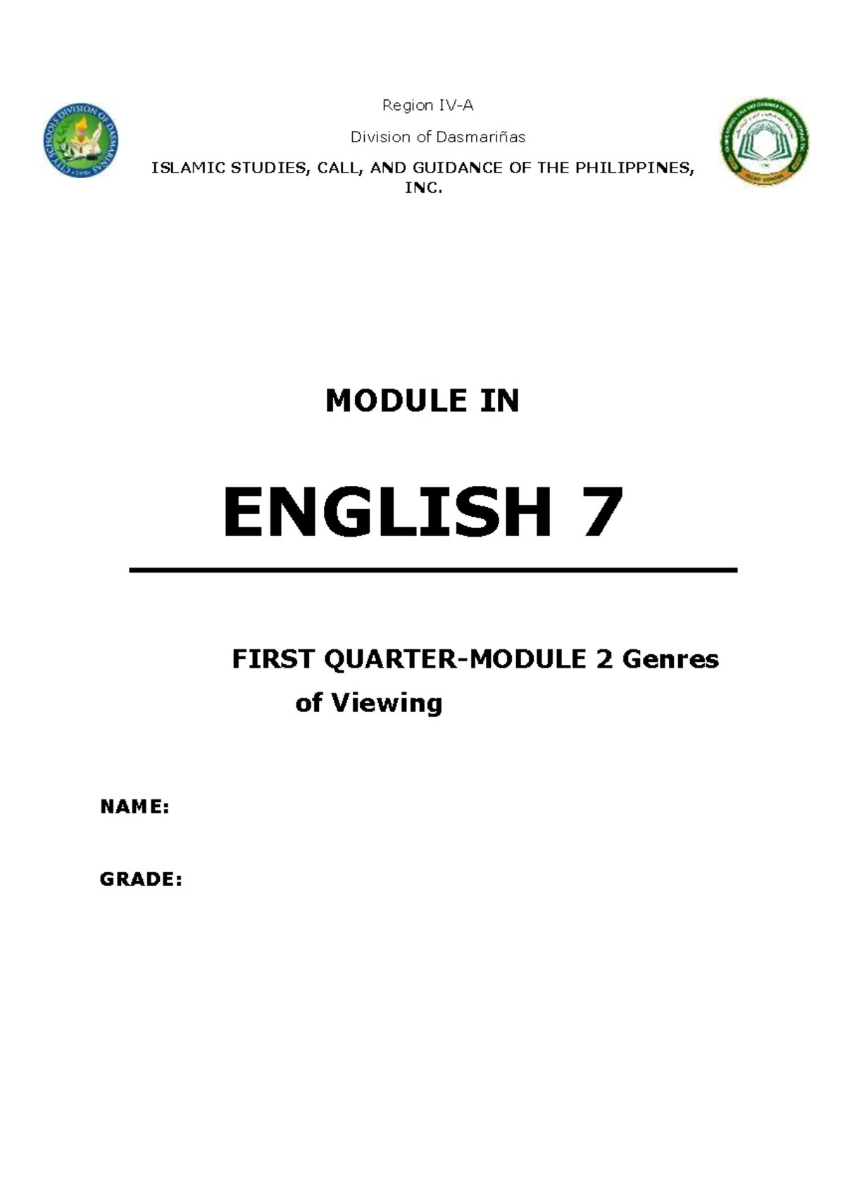 Quarter 1 Module 2 English 7 Final - Region IV-A Division of Dasmariñas ...