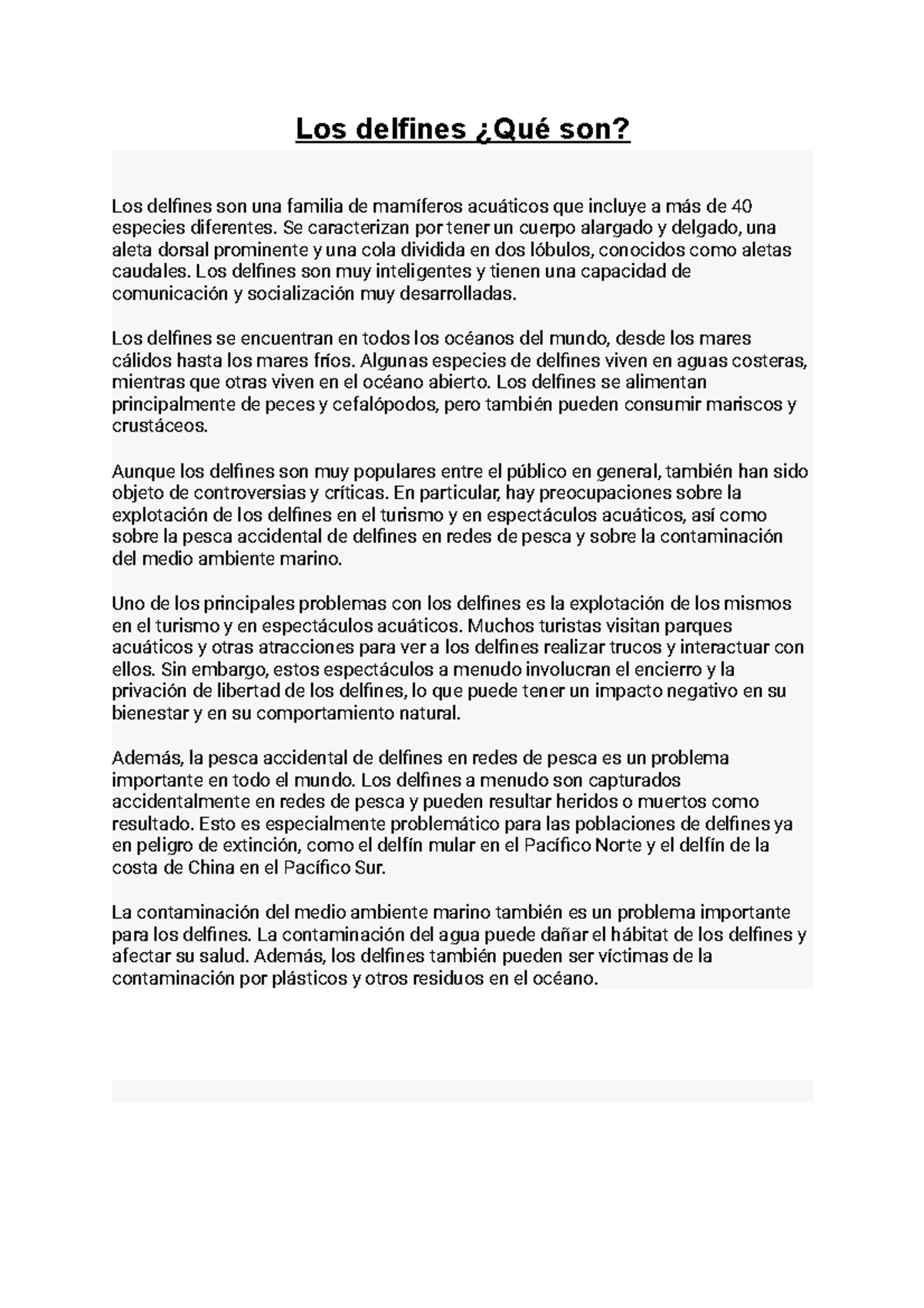 Delfines - Los delfines ¿Qué son? Los delfines son una familia de ...