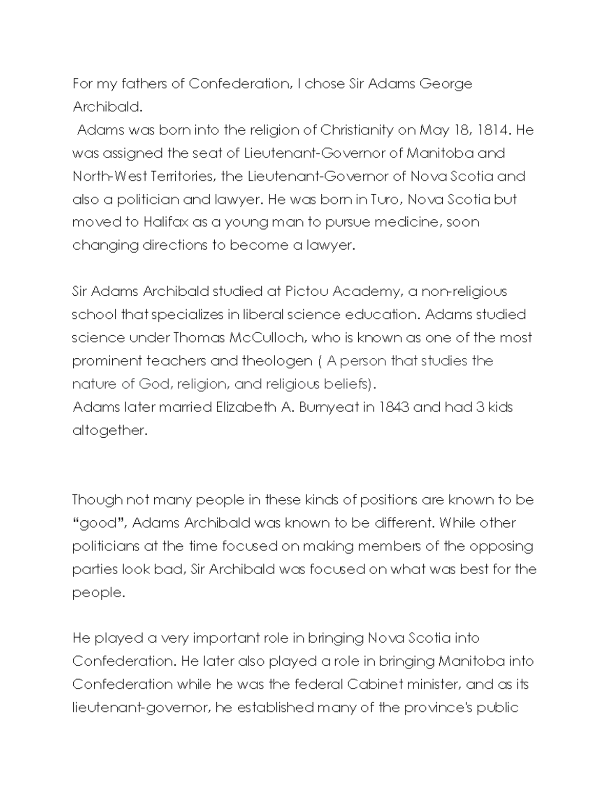 Adams Archibald - english - For my fathers of Confederation, I chose ...