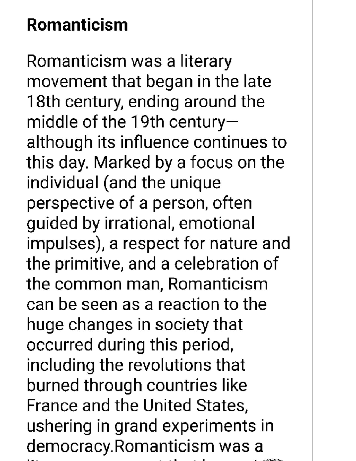 Romanticism A Review - It is a lecture note - Ba English - Studocu