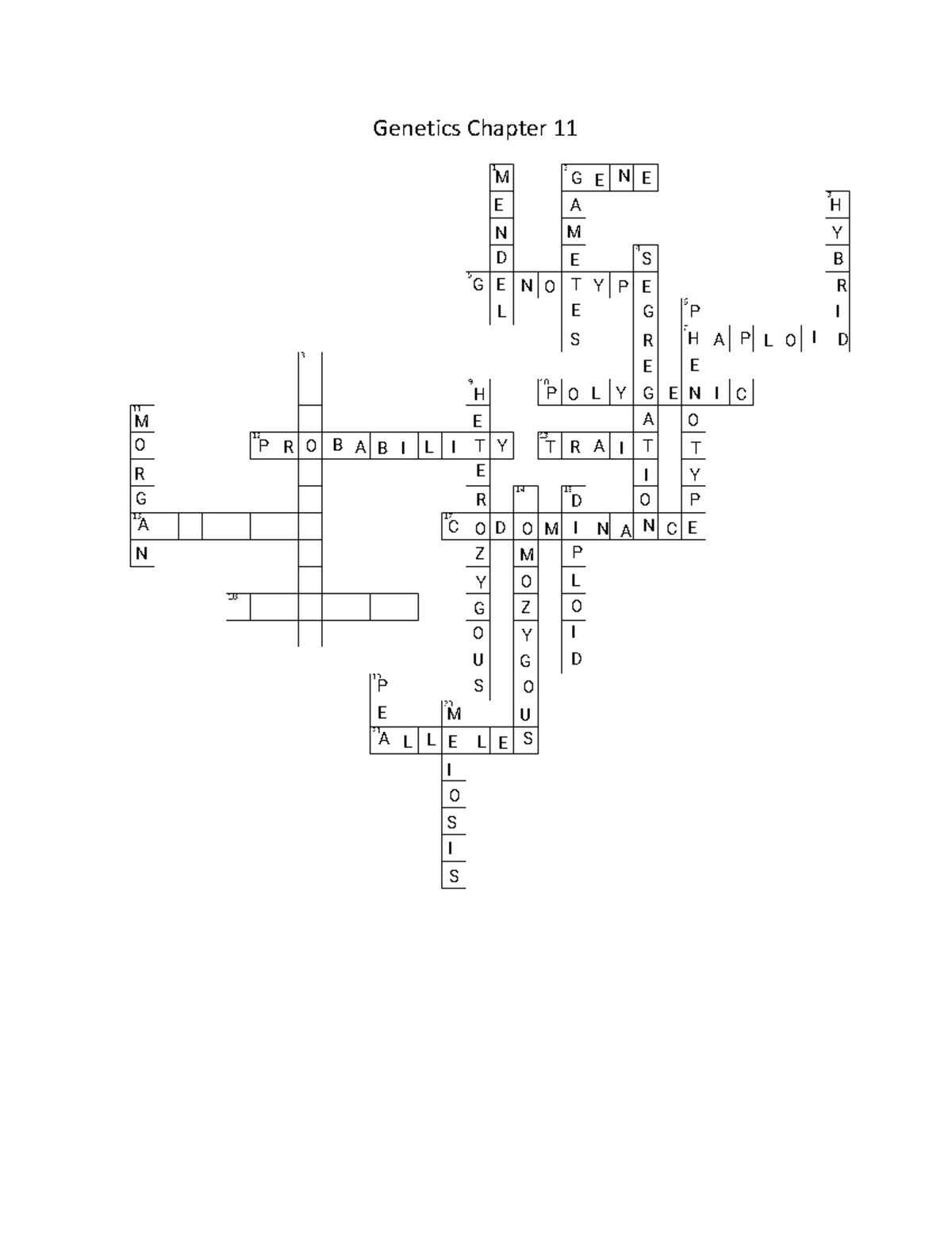 Genetics Chapter 11 - Genetics Chapter ACROSS chemical factor that ...
