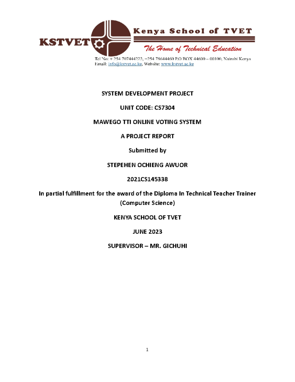 System proposal - My project assignments for the final year - SYSTEM ...