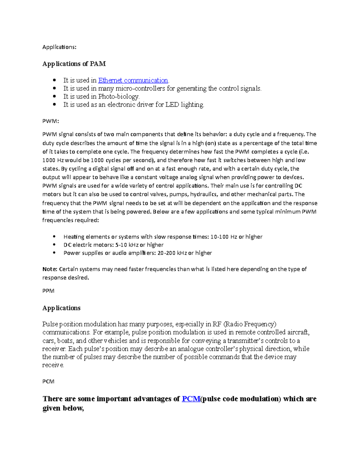 Applications - N/A - Applications: Applications of PAM It is used in ...