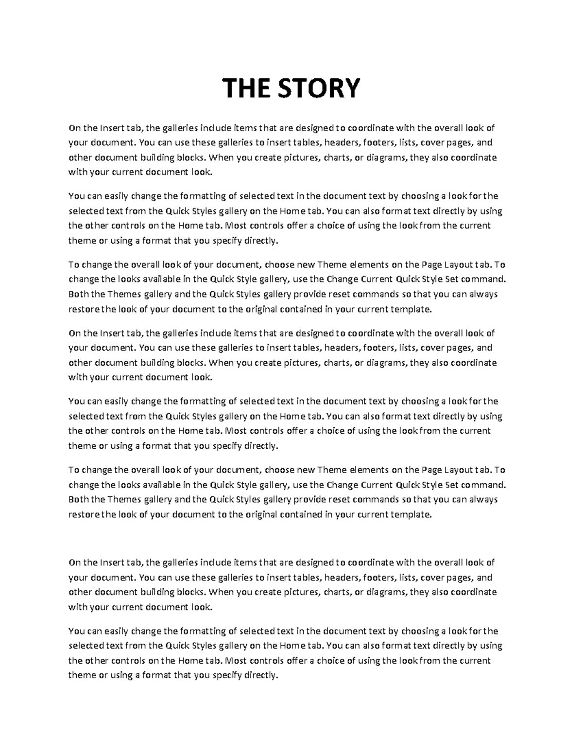 THE Story - ADADAD - THE STORY On the Insert tab, the galleries include ...