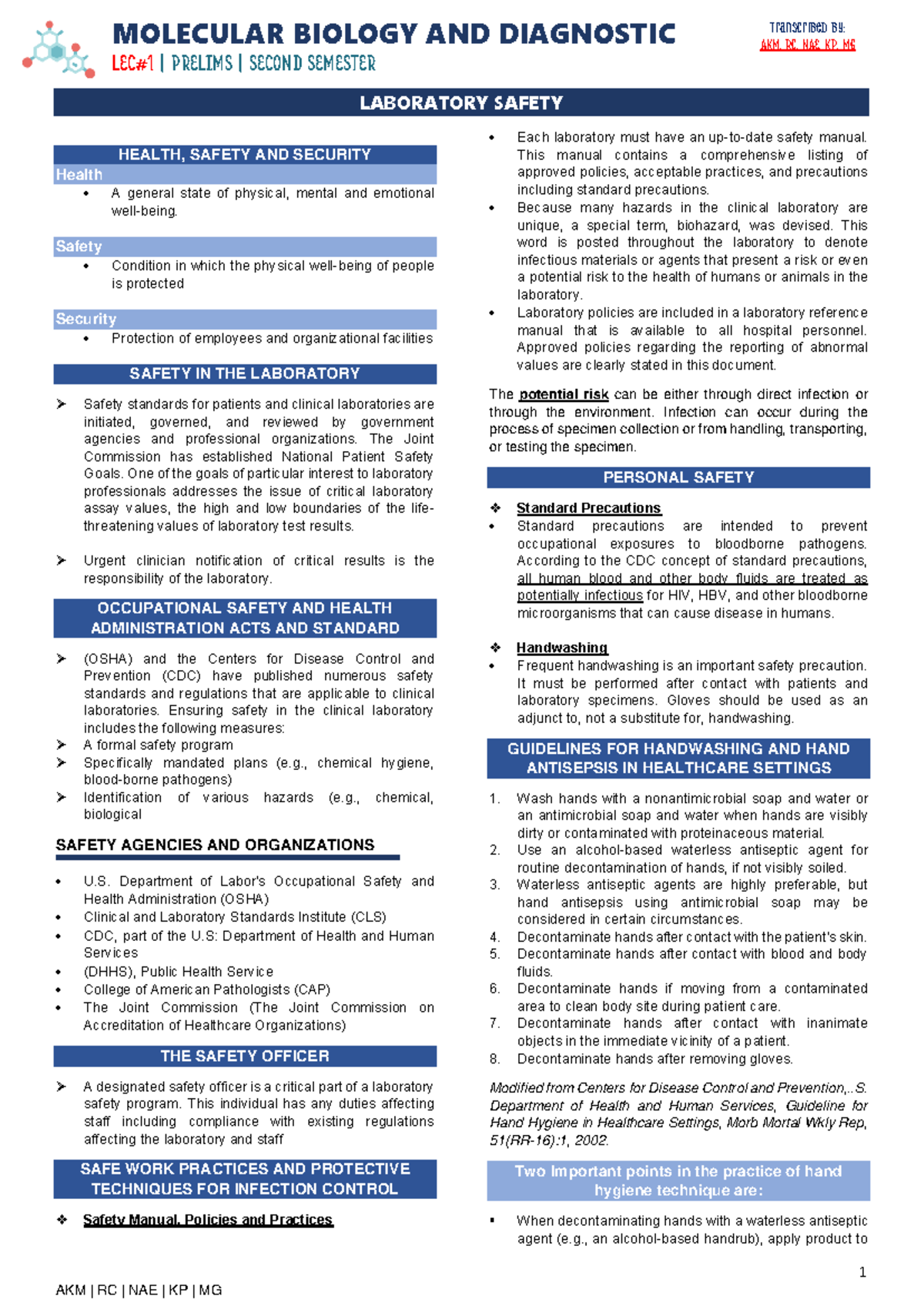 Laboratory safety - MOLECULAR BIOLOGY AND DIAGNOSTIC LEC# 1 | PRELIMS ...