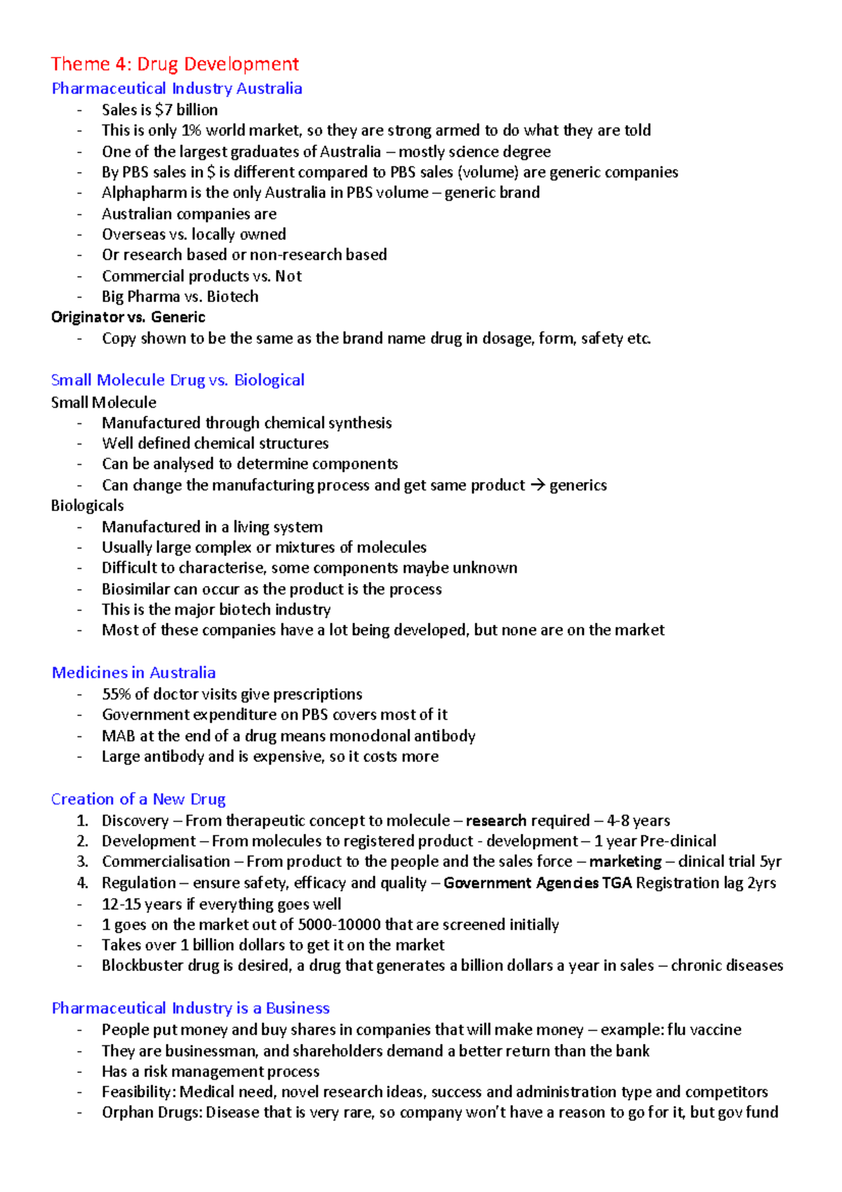 Drugs and society theme 1 - Theme 4: Drug Development Pharmaceutical ...