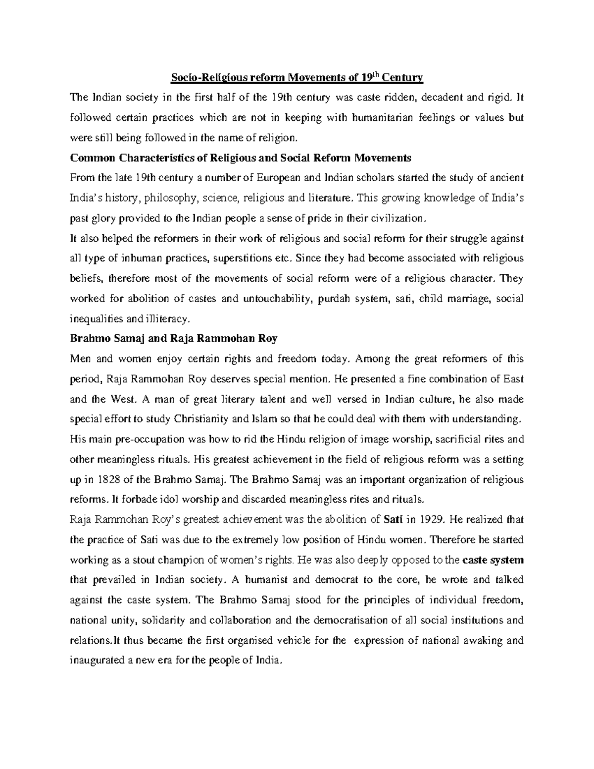 Lecture 15 Socio Religious Refoem Movement - Socio-Religious reform ...