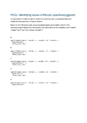 Biosci 220 notes - WEEK ONE: R & R STUDIO Define the difference between ...