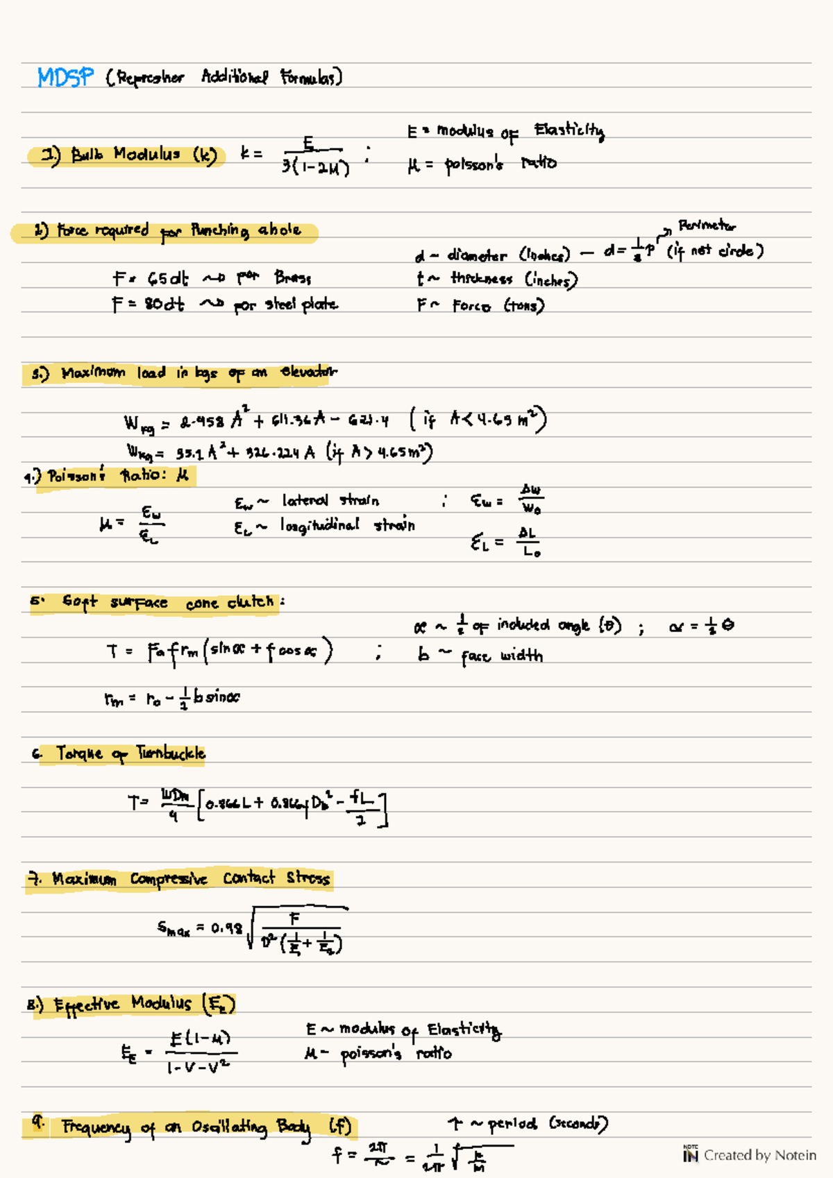 MDSP refresher additional formulas - MDSP CRepresher Addittona? Formulas) _f 2M) G5dk Fer Brass ...