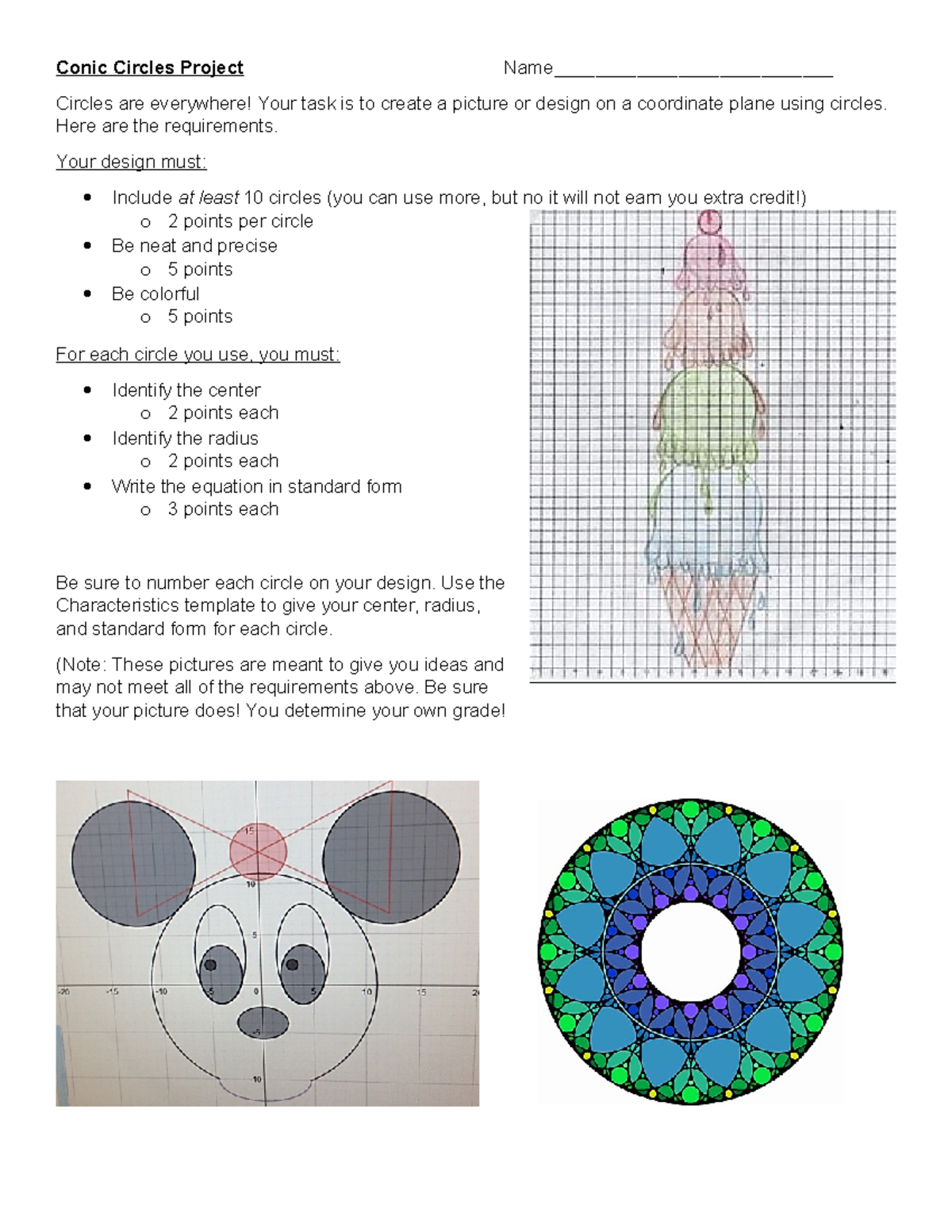 Conic Sections Circles Project-1 - Conic Circles Project Name ...