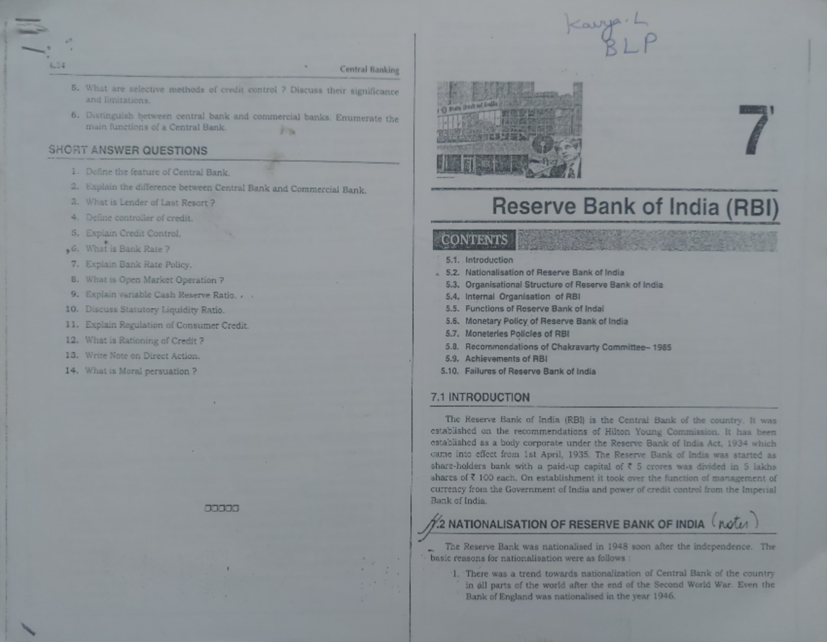 RBI - RBI and functions of RBI - BCOM Professional - Studocu