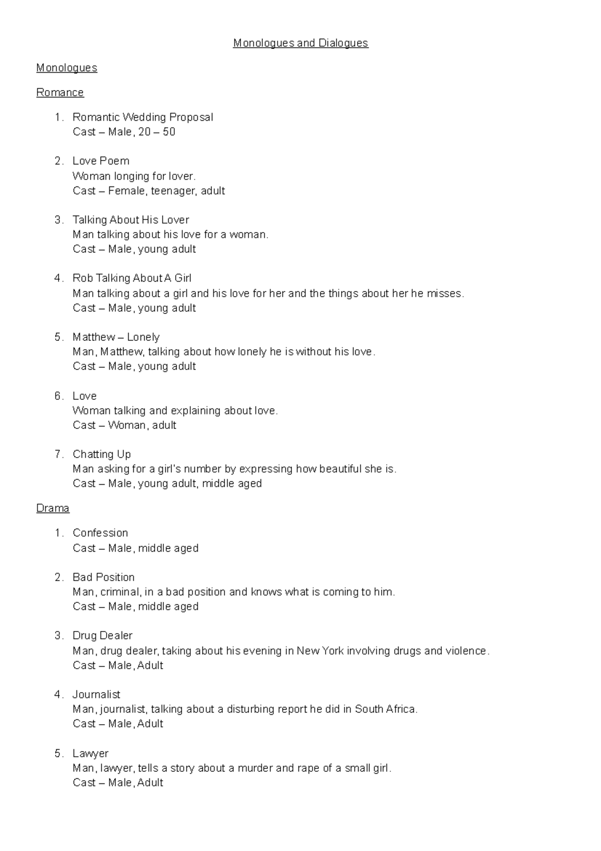 Descriptions - Summary of key texts - Monologues and Dialogues ...