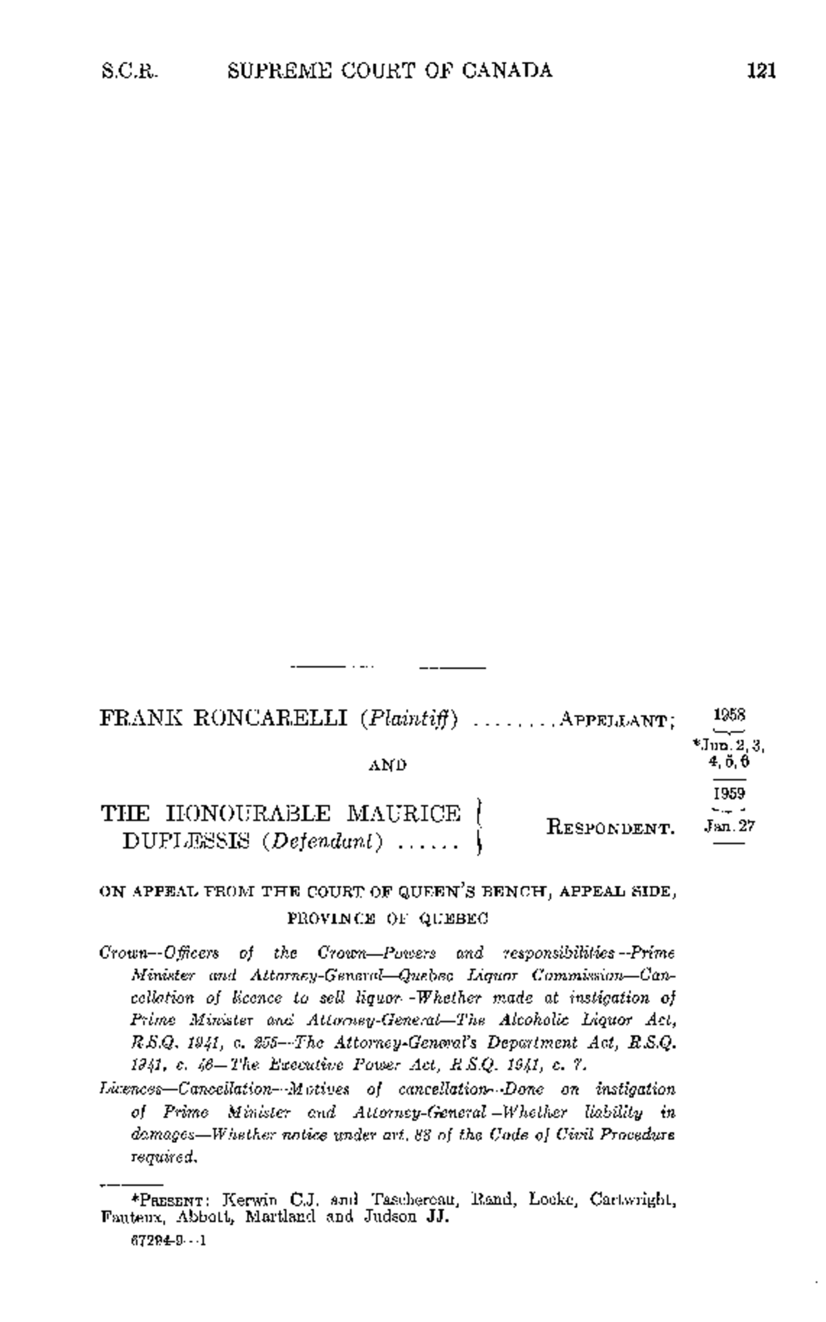 Ron careli v duplisis - ####### S.C SUPREME COURT OF CANADA 121 FRANK ...