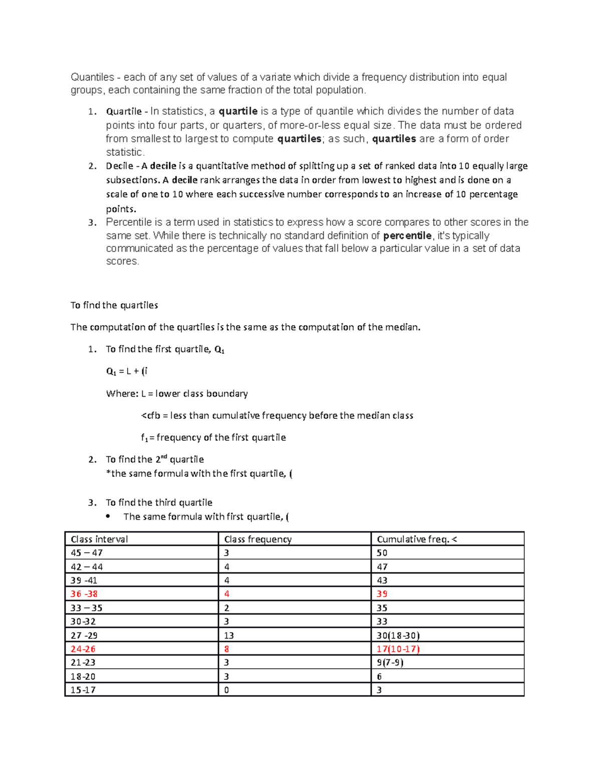 Quantiles - Mathematics - Quantiles - each of any set of values of a ...
