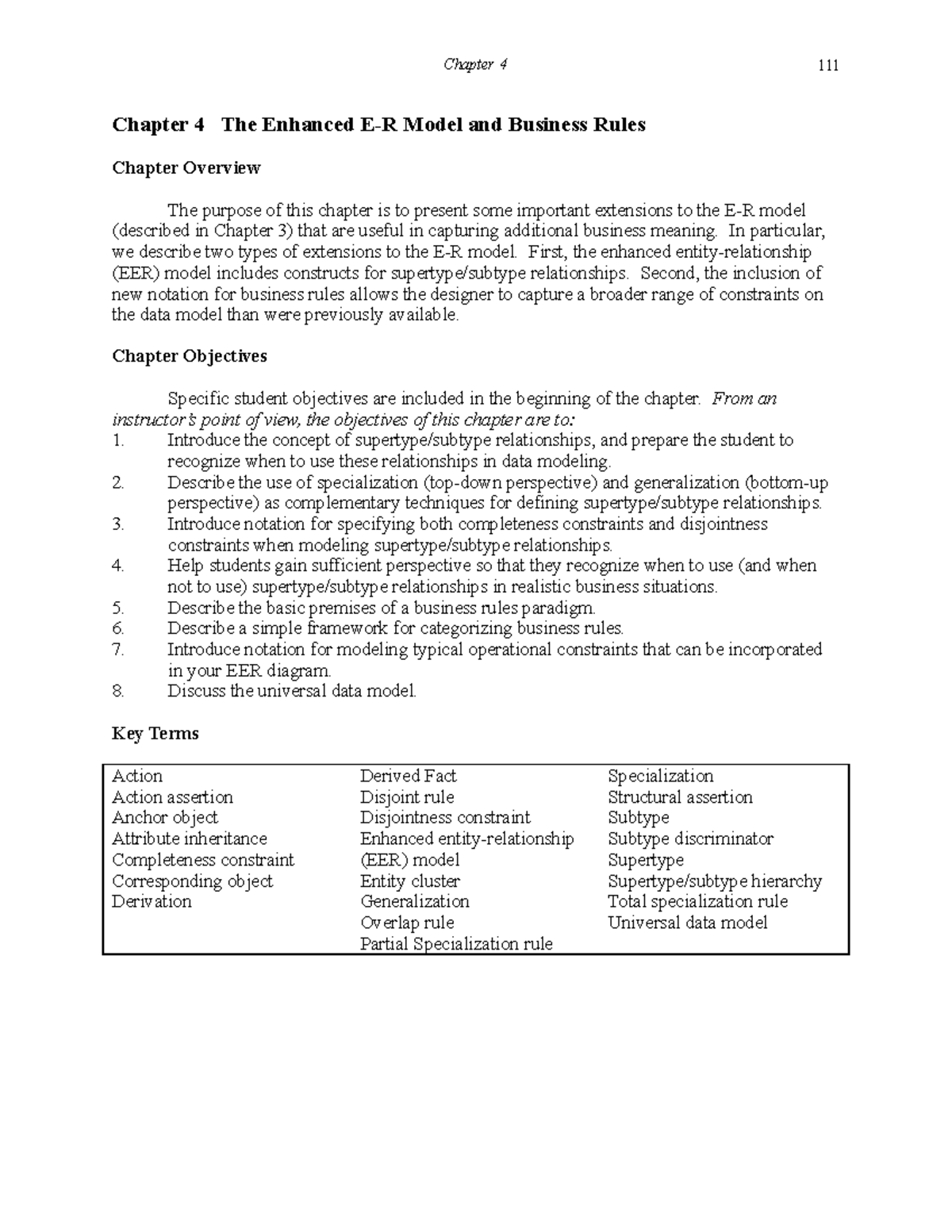 Modern database management 3 - Chapter 4 Chapter 4 The Enhanced E-R ...