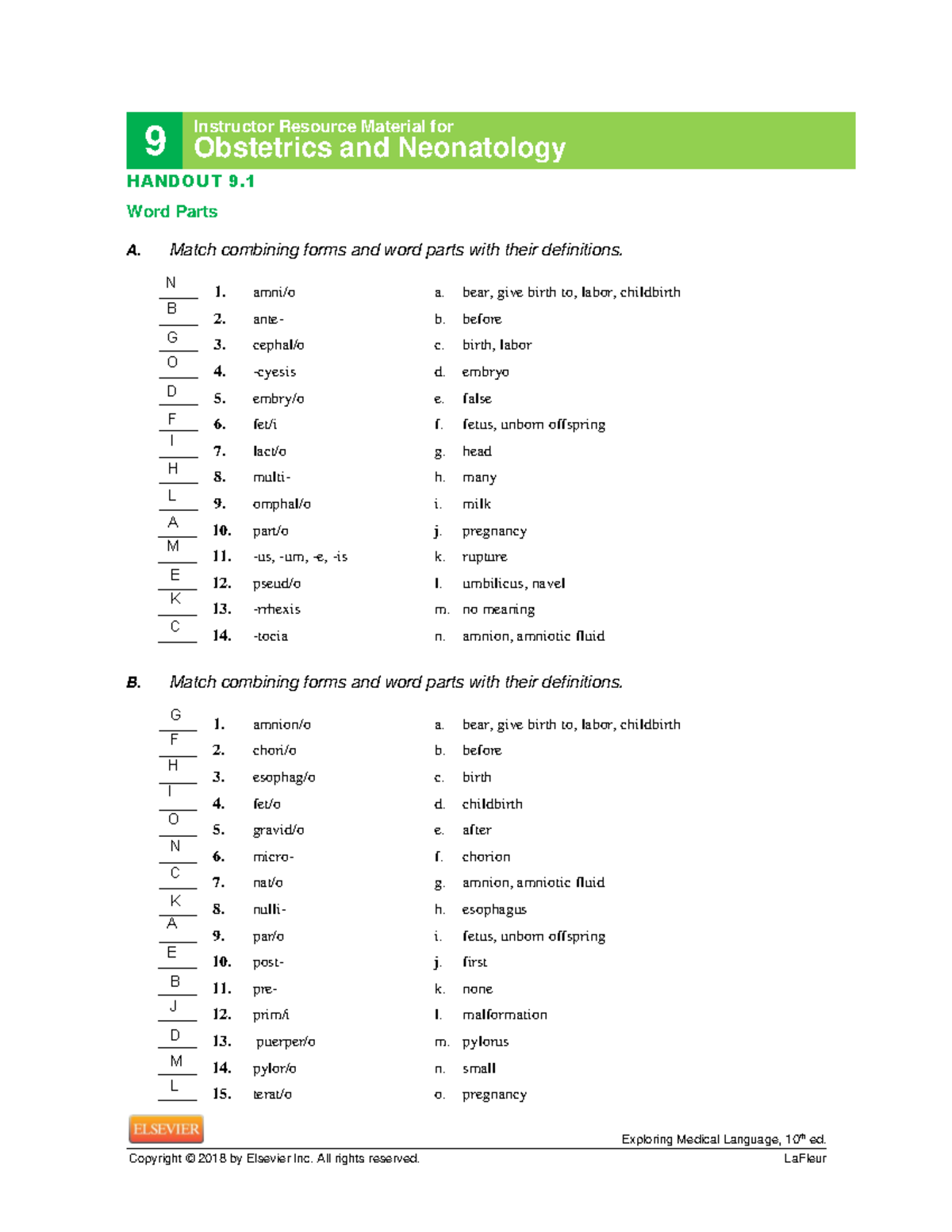 Ch. 9 Worksheet - Enjoy - Exploring Medical Language, 10th ed. 9 ...
