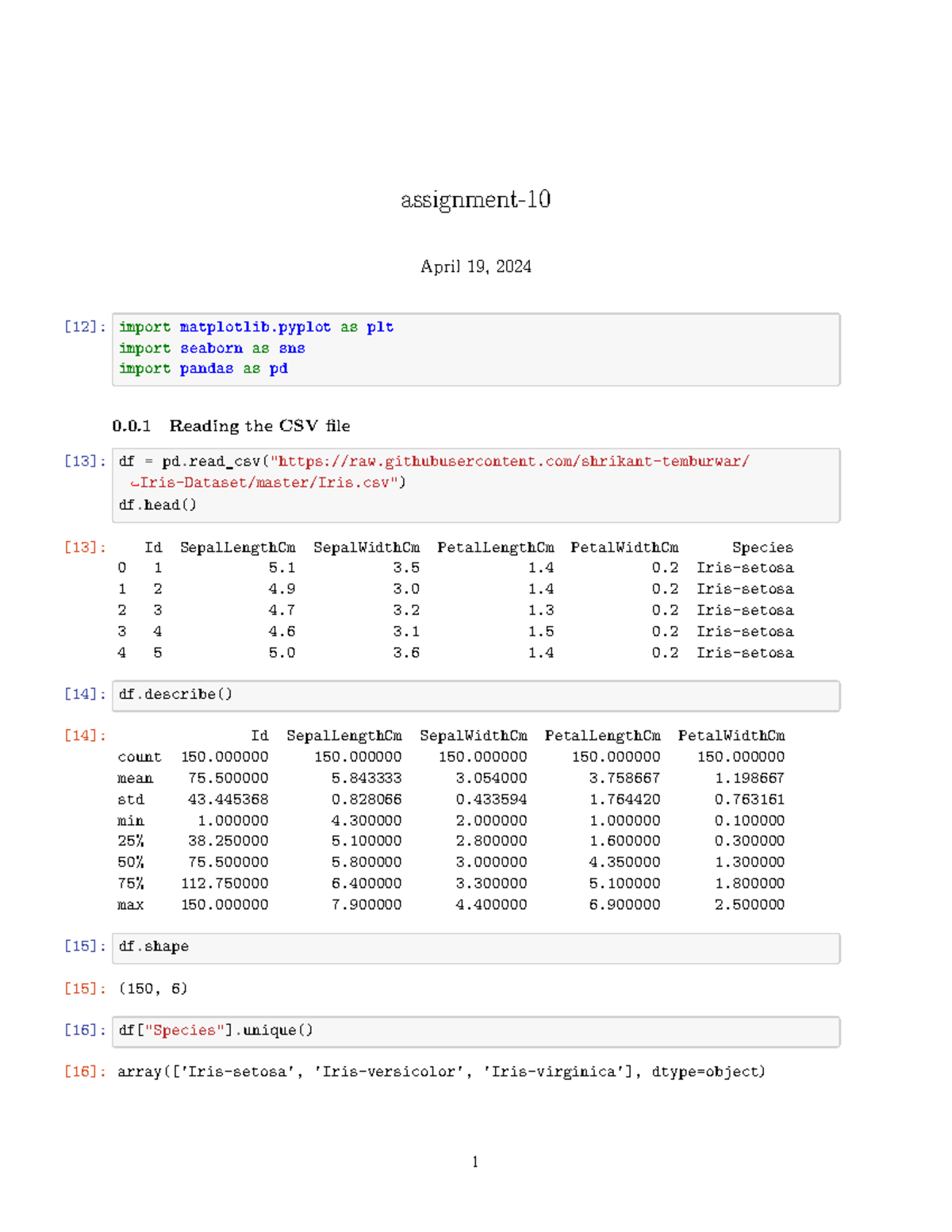Assignment-10 - pract - assignment- April 19, 2024 [12]: import matplotlib as plt import seaborn ...