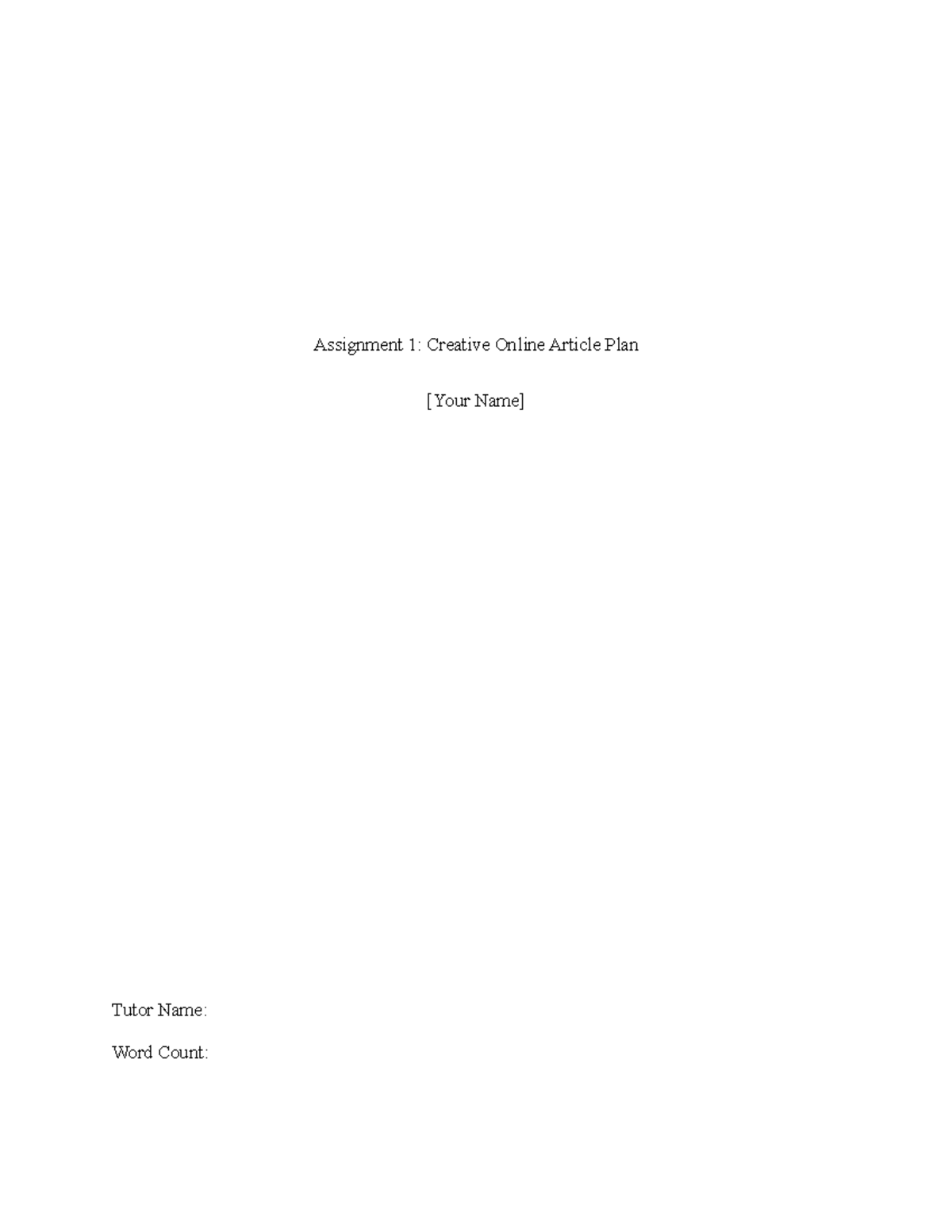 PSY1011 Template - Assignment 1: Creative Online Article Plan [Your ...