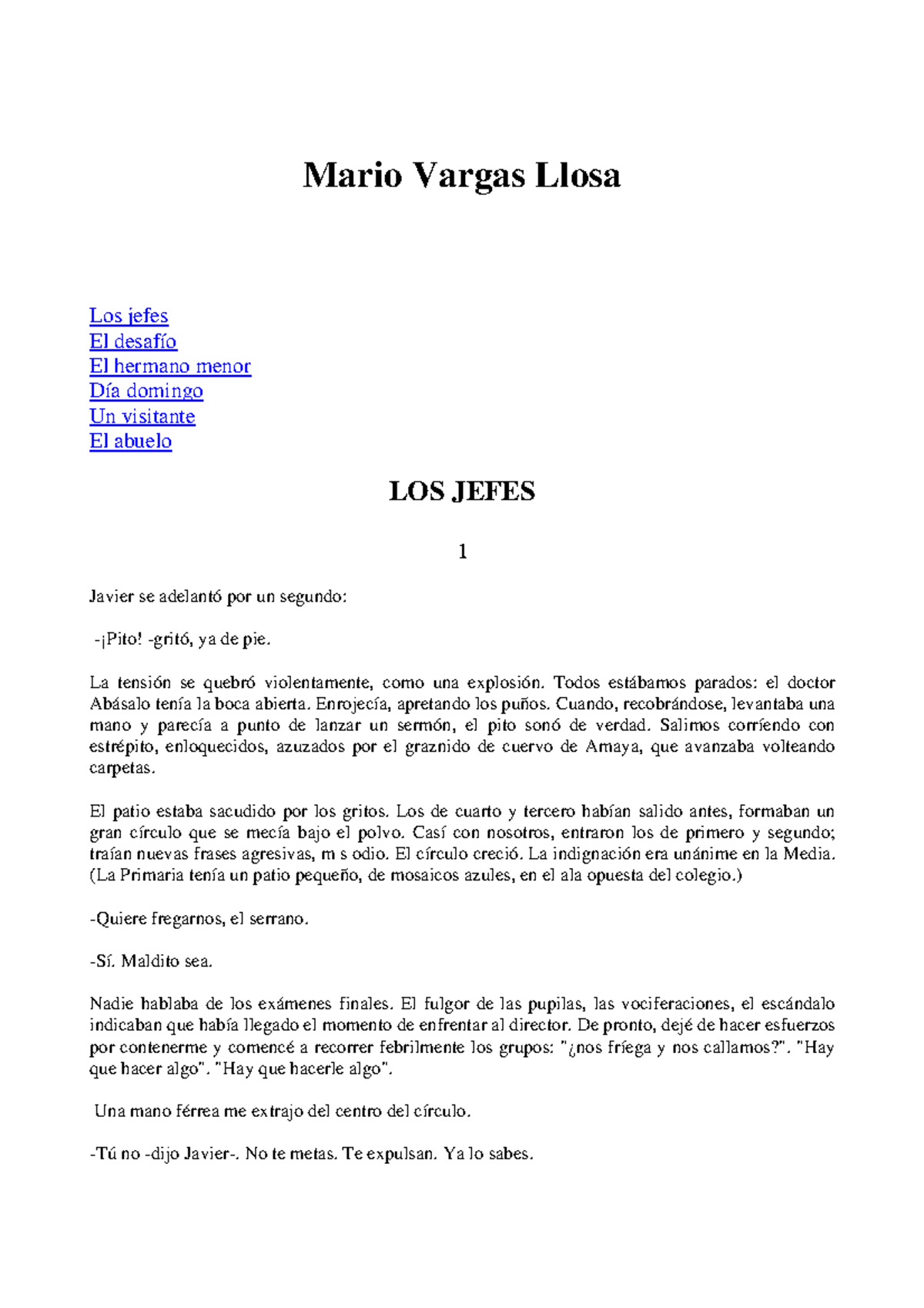 Mario vargas llosa los jefes y otros cuentos 1959 - Mario Vargas Llosa ...