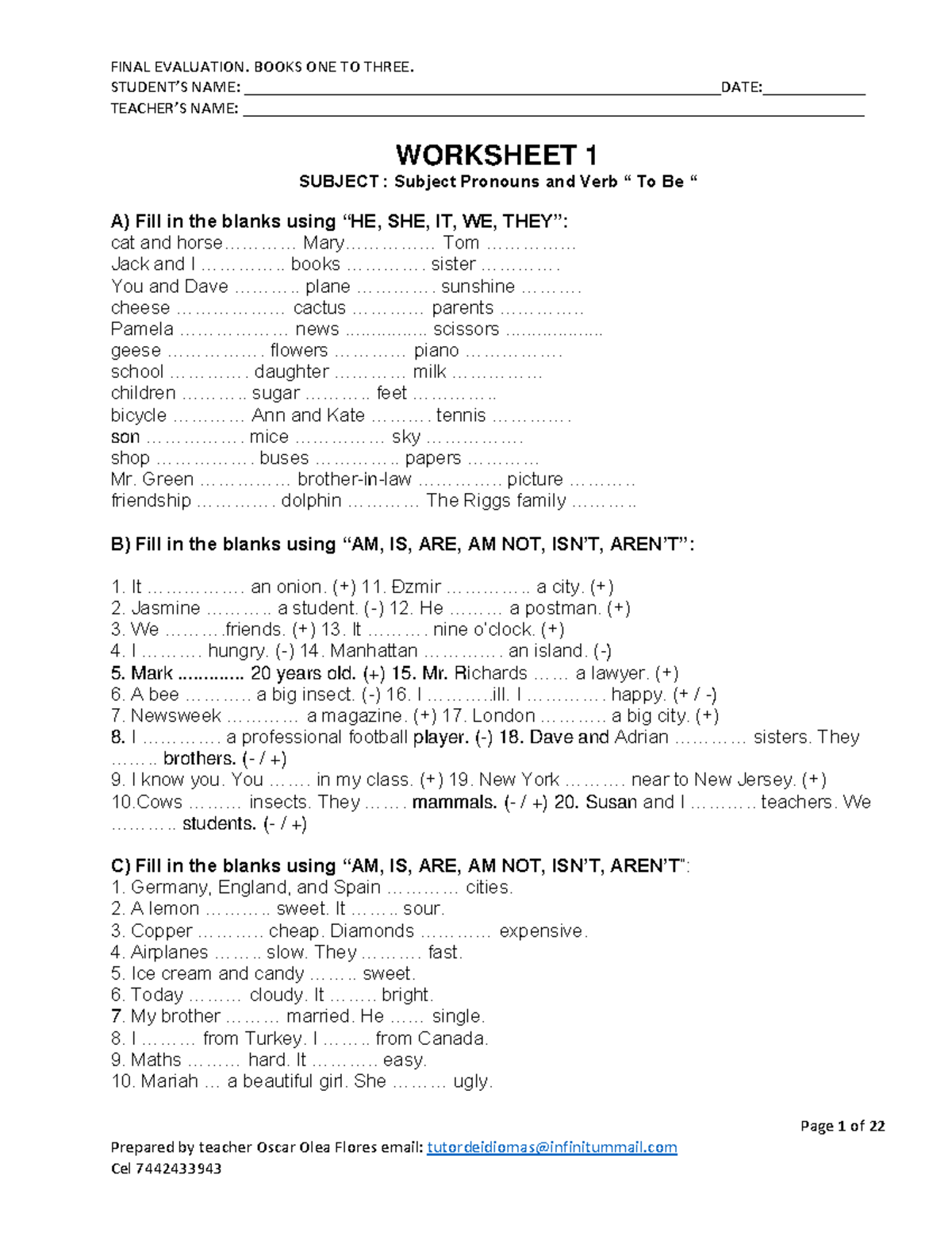 Final test - STUDENT’S NAME ...