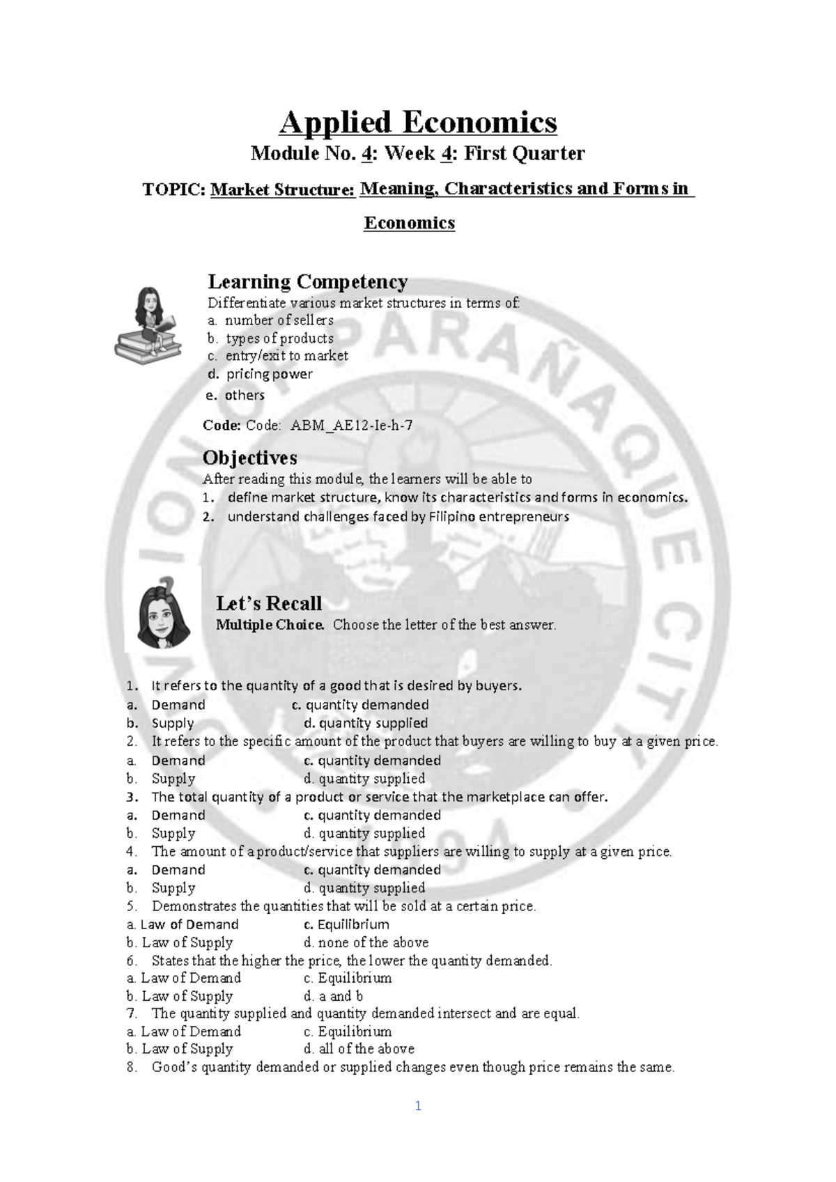 AE Q3 M4 - Answers and module that will help you understand economics ...