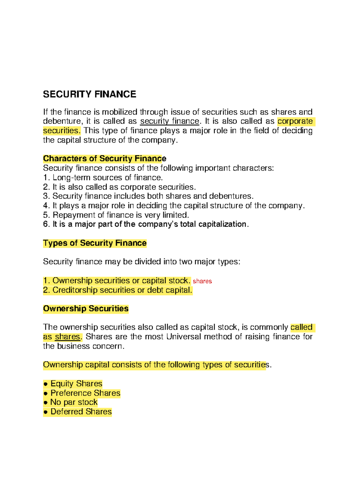 Security Finance ETC - SECURITY FINANCE If the finance is mobilized ...