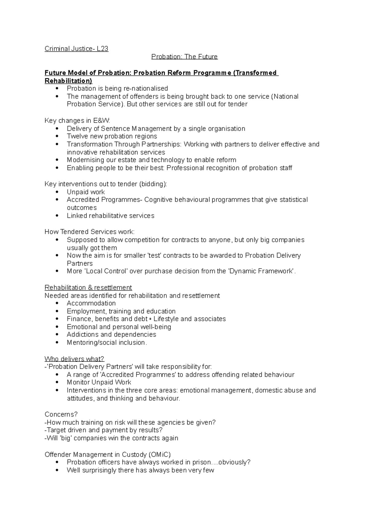 Probation: the future - Criminal Justice- L Probation: The Future ...