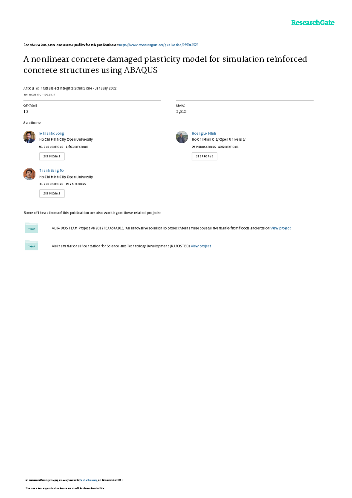 Anonlinearconcretedamagedplasticitymodelforsimulation - See discussions, stats, and author ...