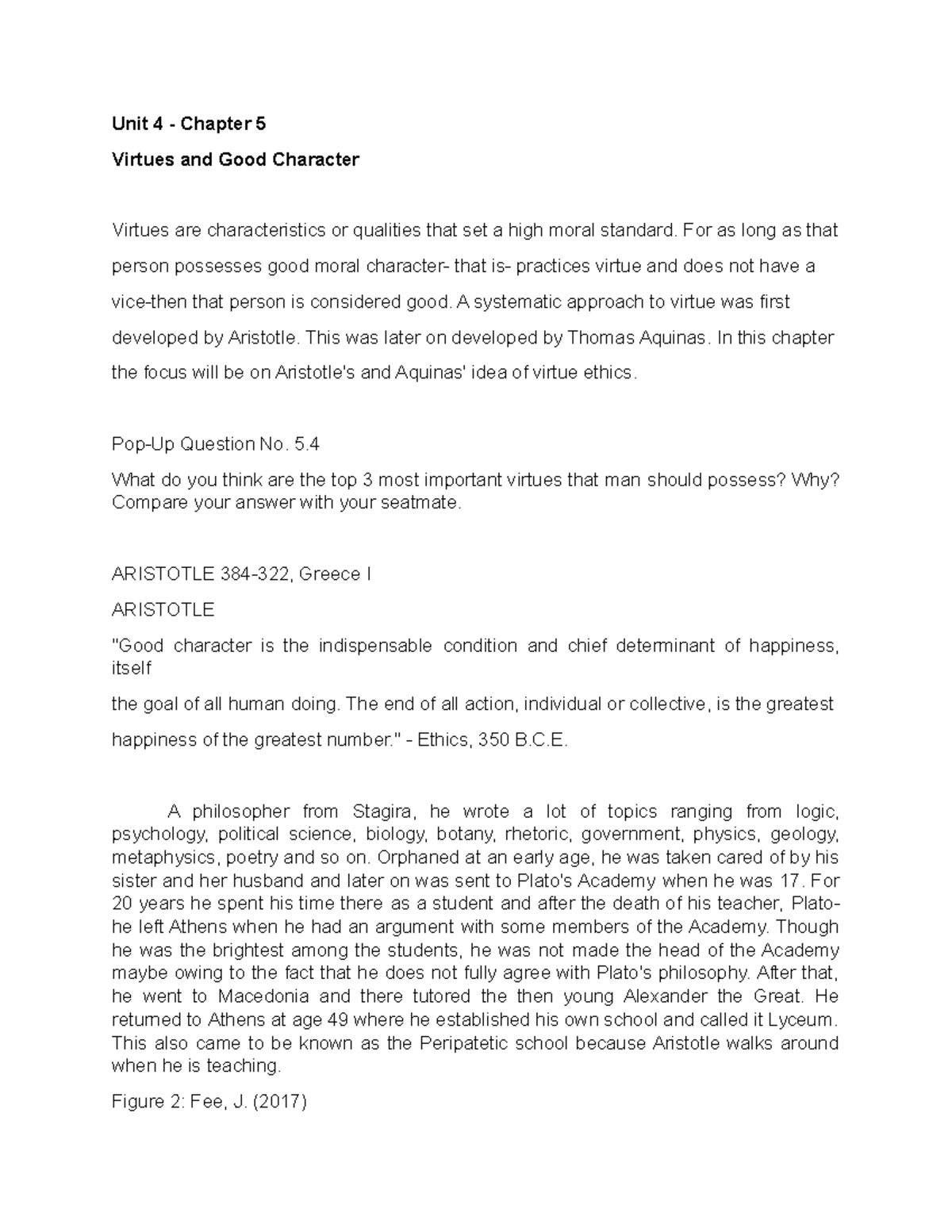 Virtues and Good Character - Unit 4 - Chapter 5 Virtues and Good ...