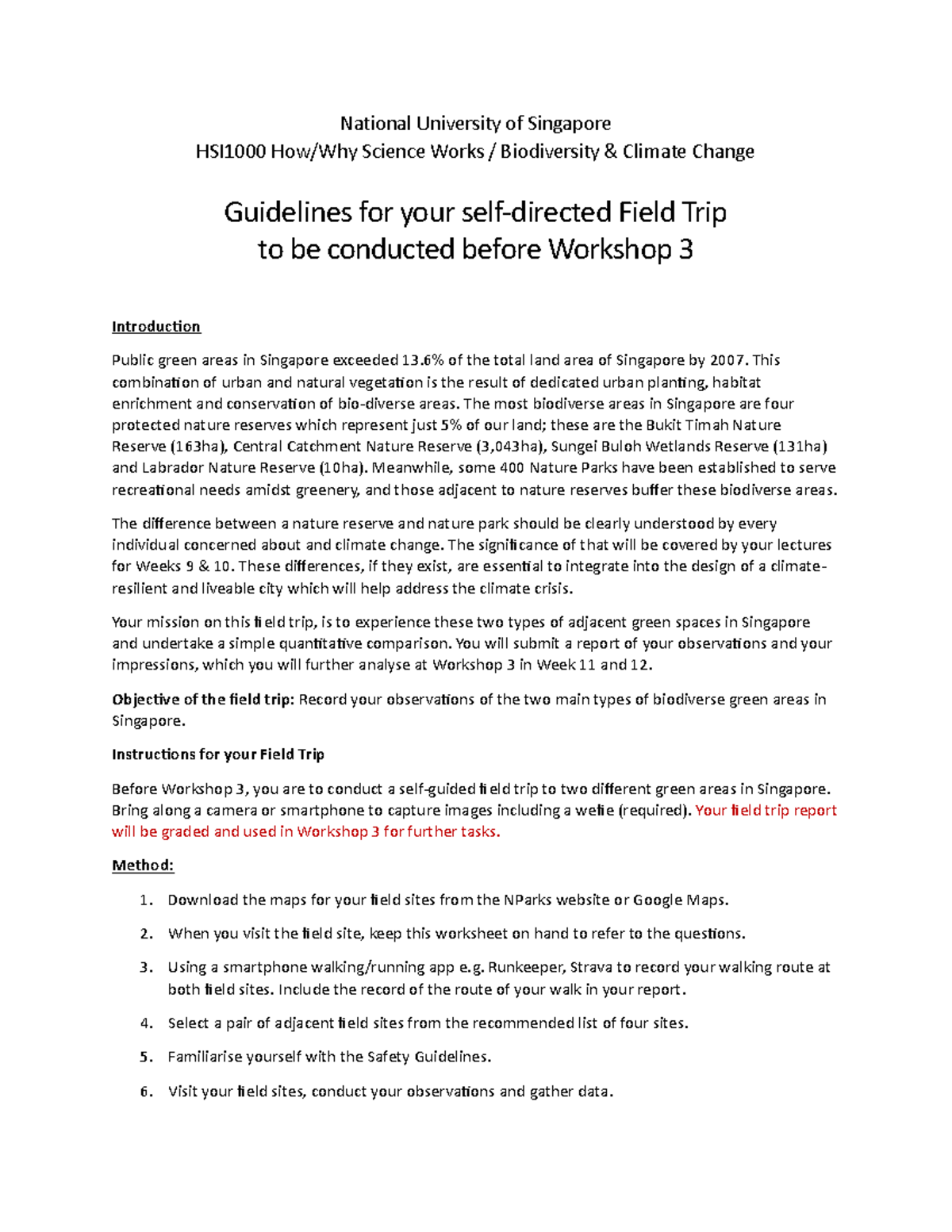 HSI1000 Assignment 3 Field Trip Instructions for Students 2022 with ...